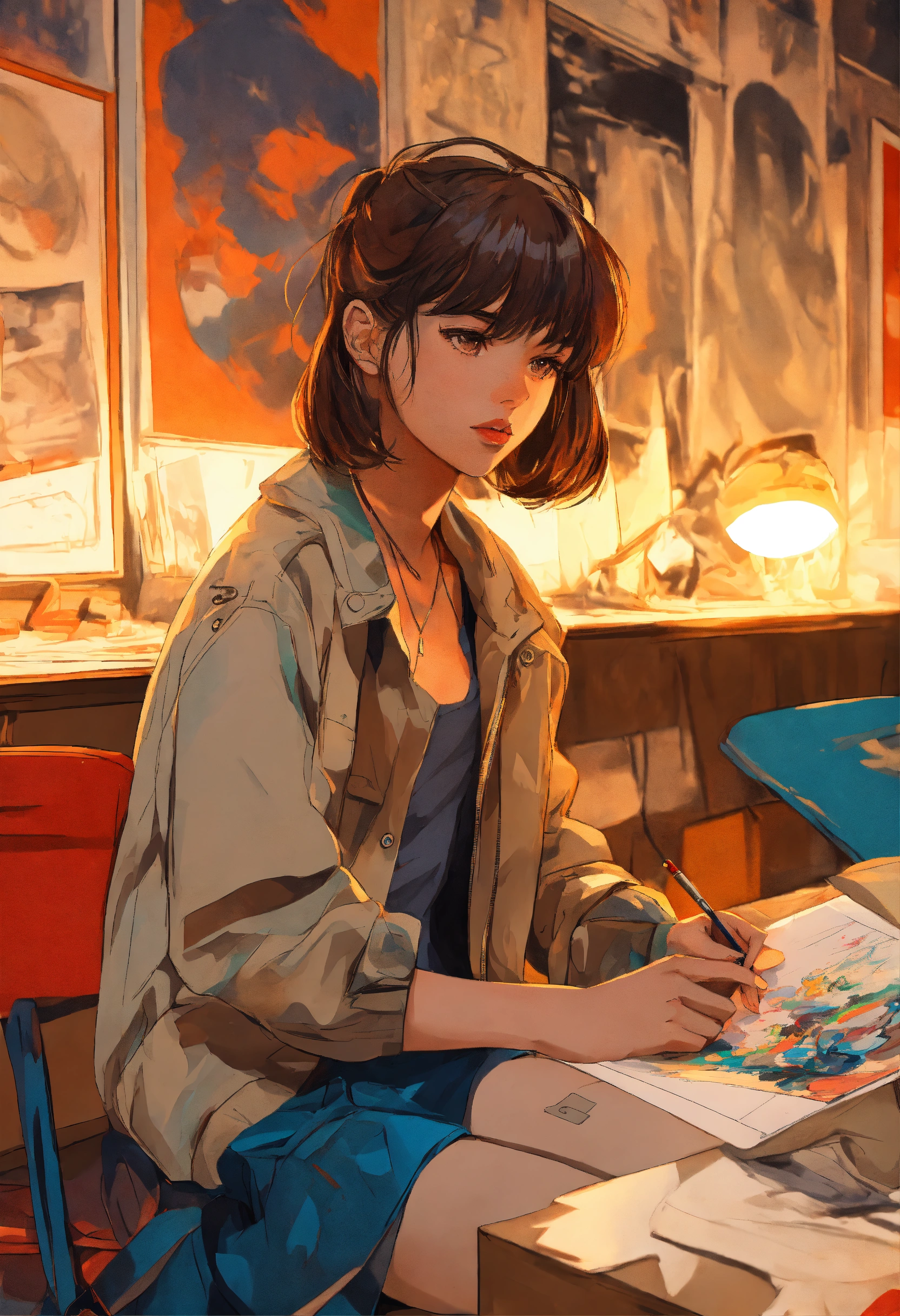 Lexica - 18-year-old girl draws a picture. 18-year-old b boy draws a ...