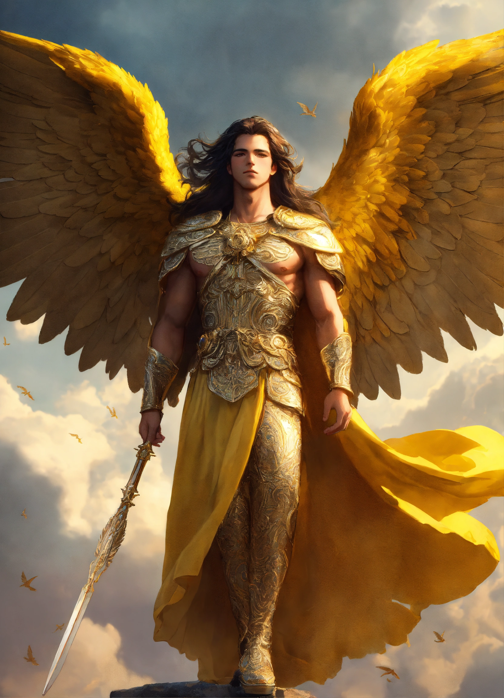 Lexica - 8k Portrait of a male guardian angel, majestic, long hair, 2 ...