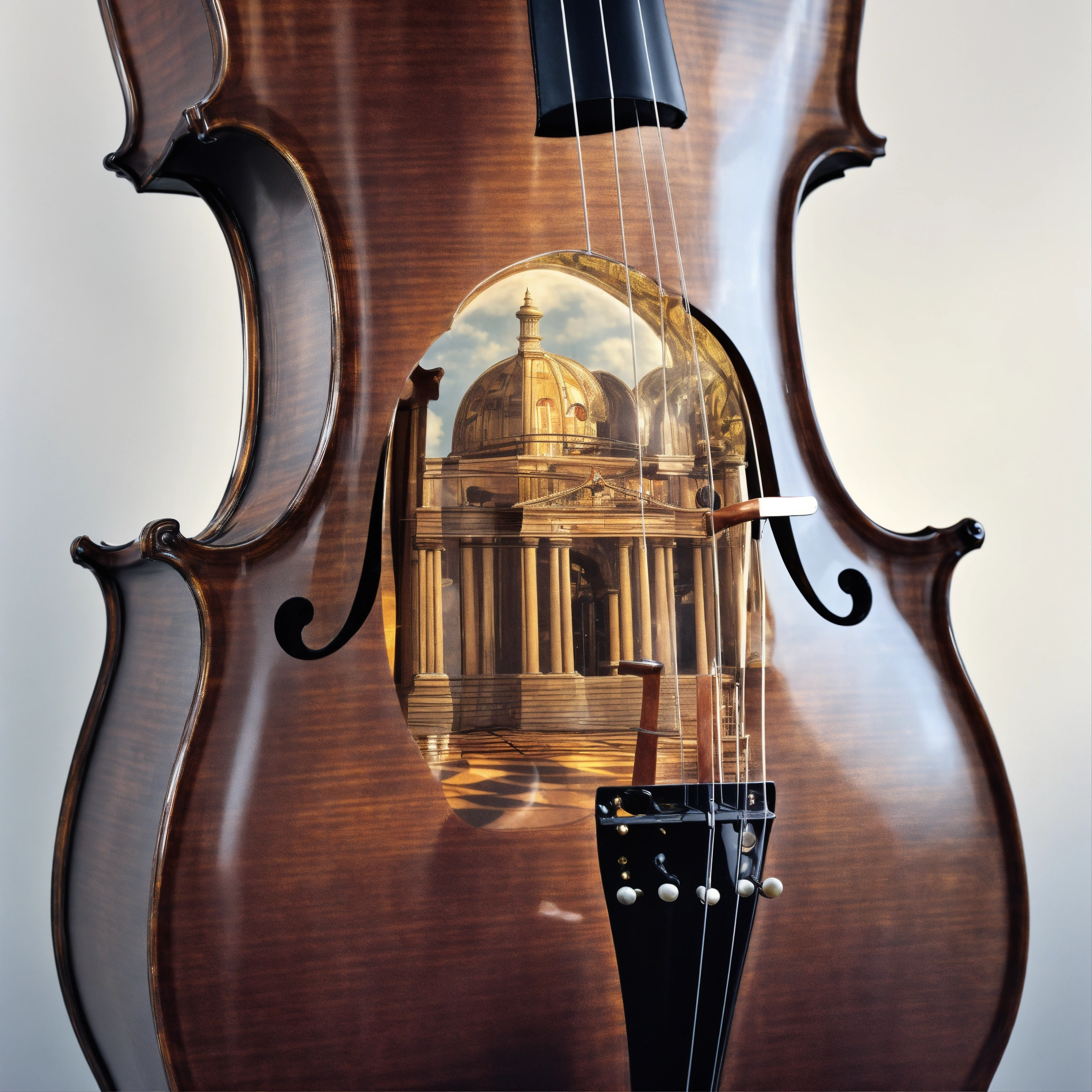 Lexica - A photorealistic closeup view of inside a transparent cello ...