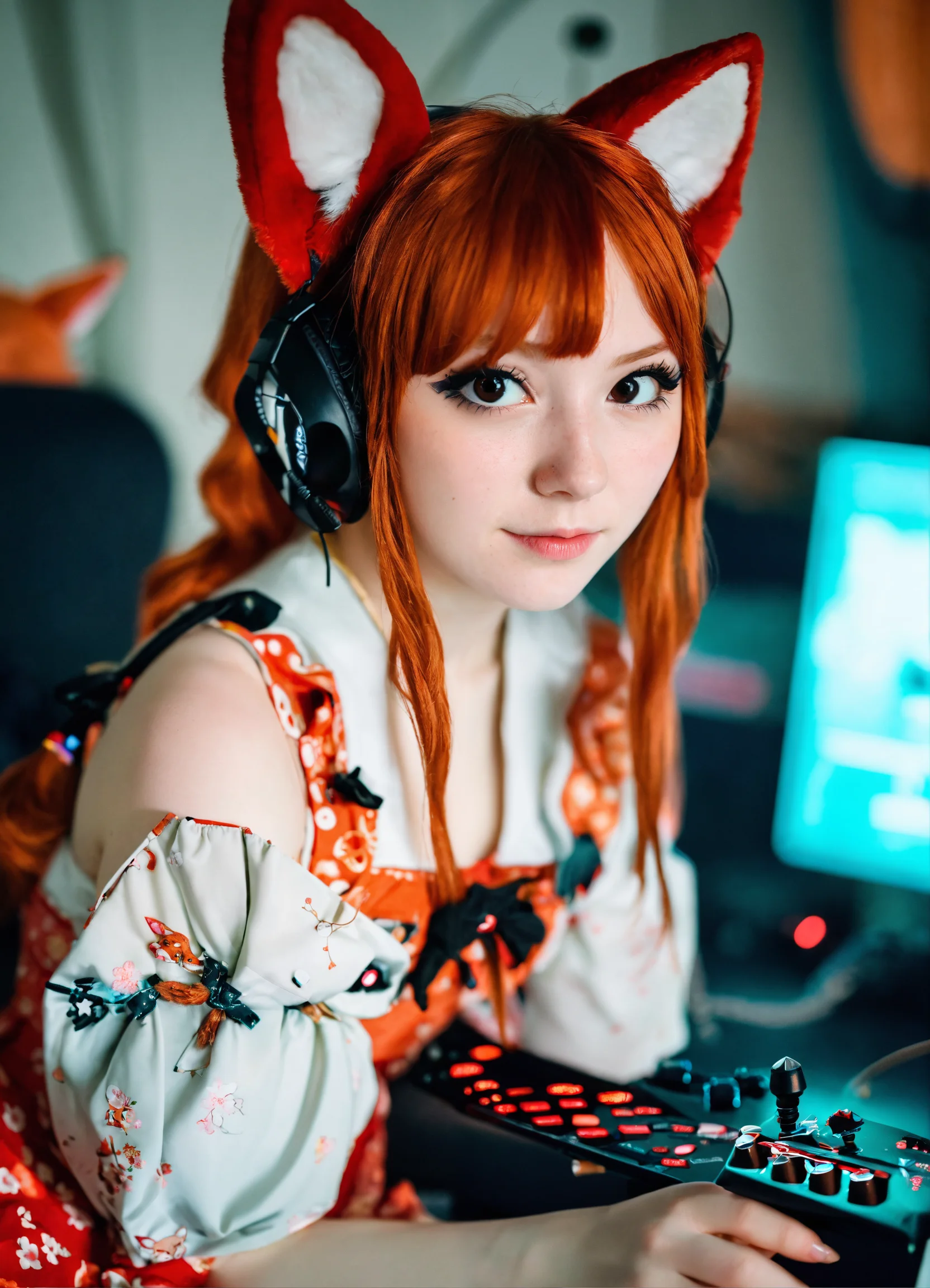 Lexica - A real-photo of a 20 year old cute REDHEAD Gamer-Girl, she is ...