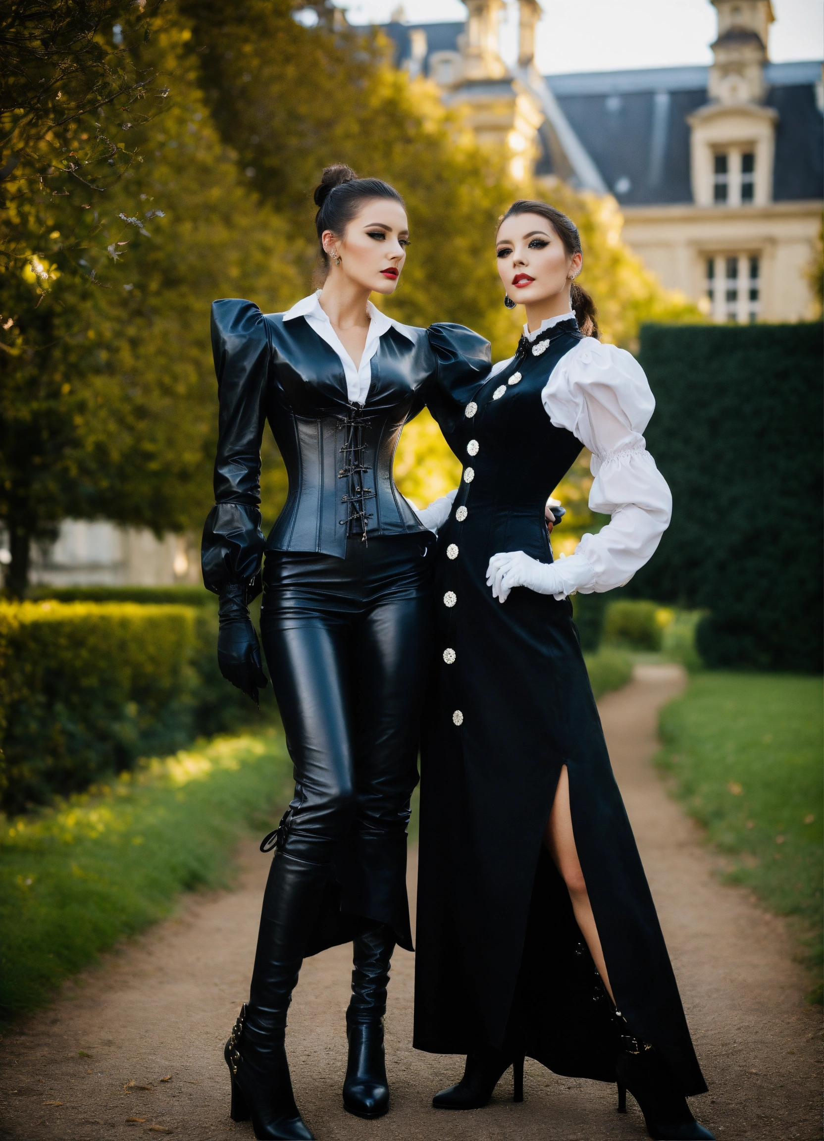Lexica - Two stunning french seductress women fashion model, brunette ...