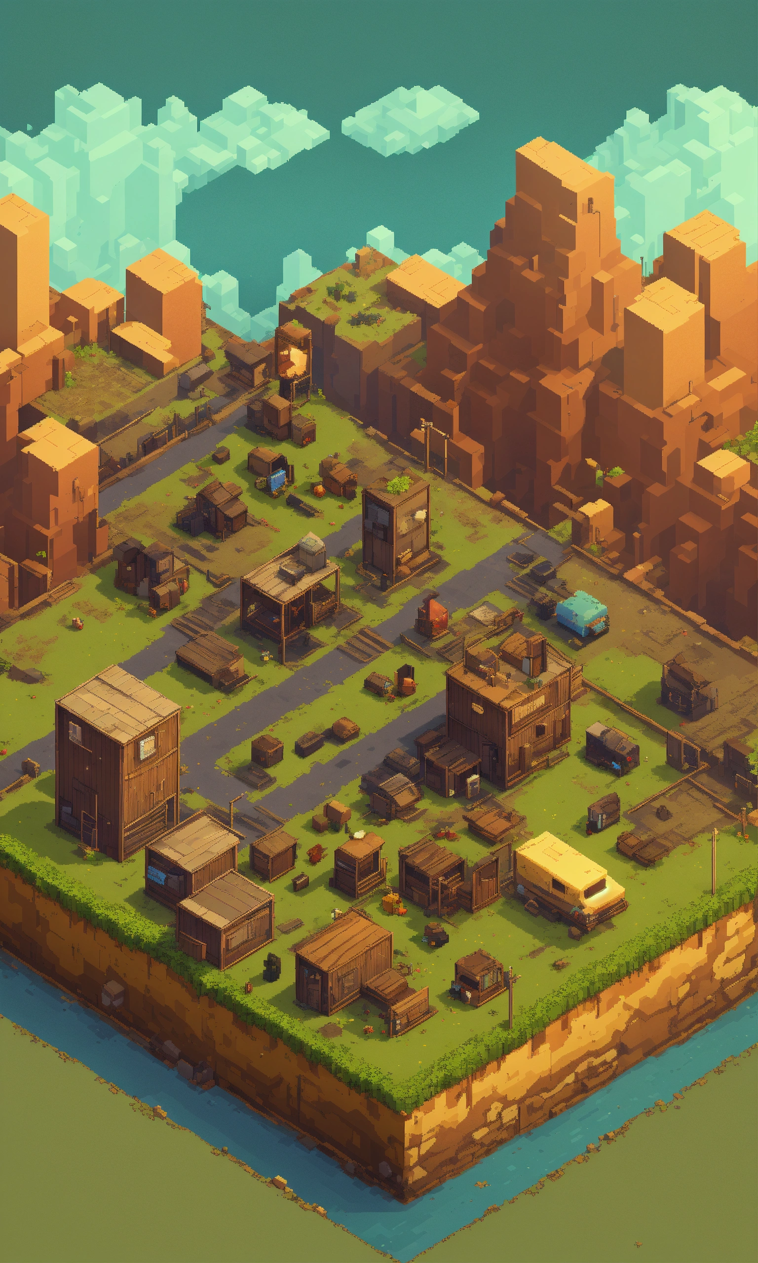 Lexica - 2d isometric Post apocalyptic empty plain landscape background ...