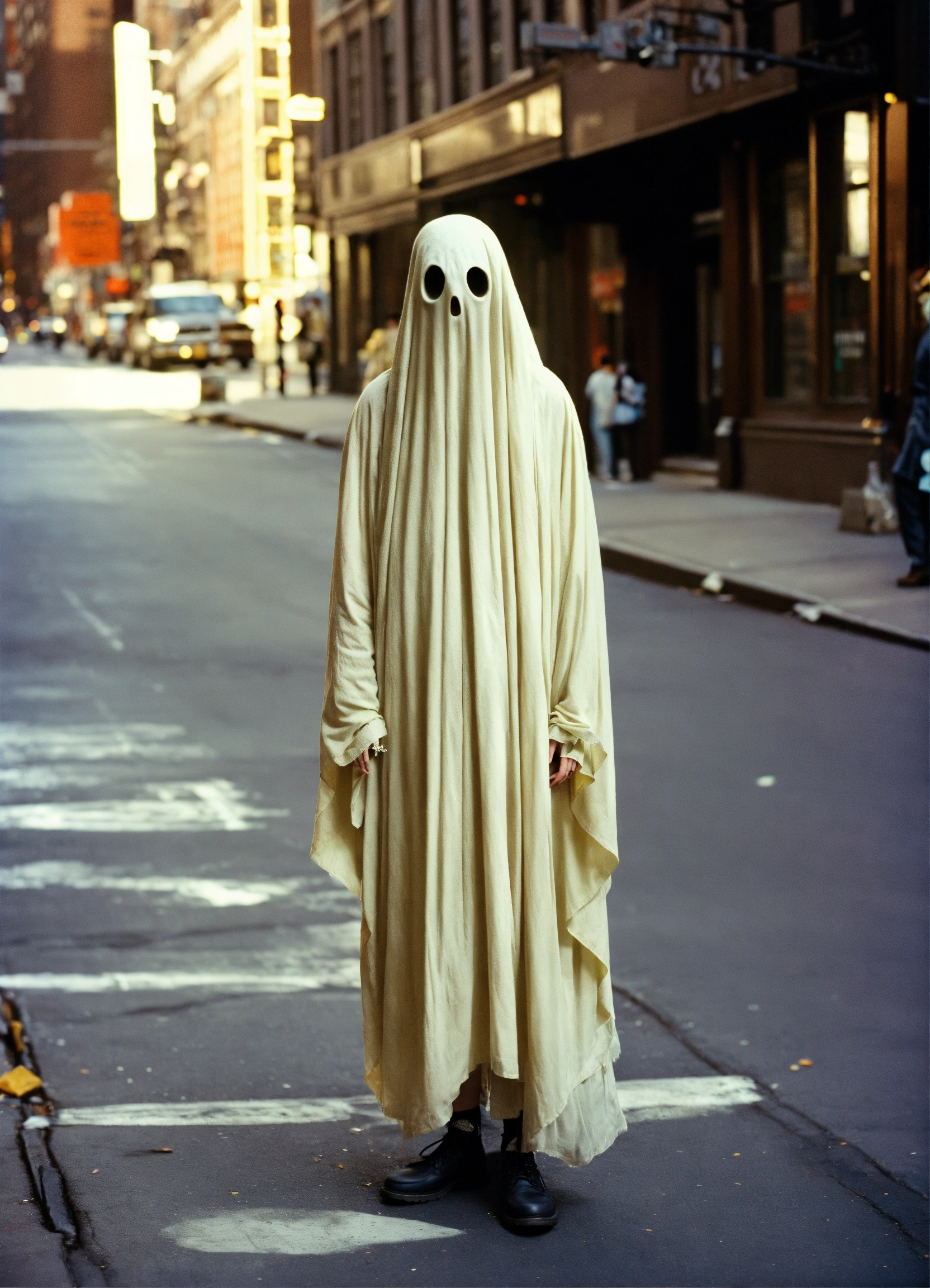 Lexica - Very creepy realistic ghost standing in the street, new york ...