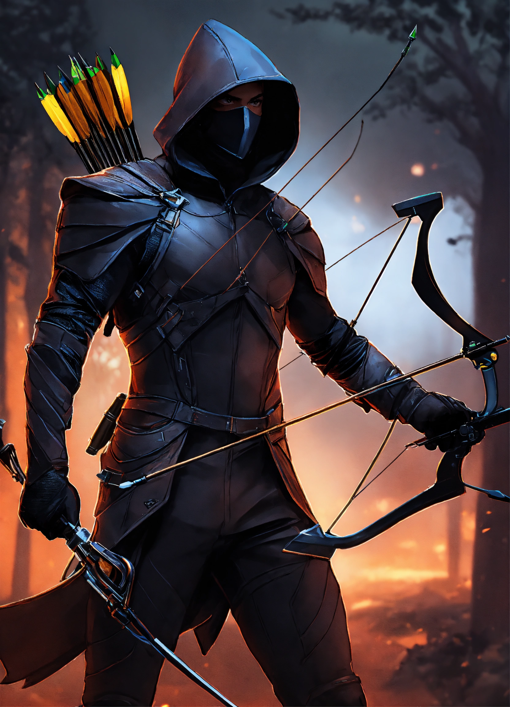 Lexica - Realistic, digital illustration art, Phantom Archer is a ...