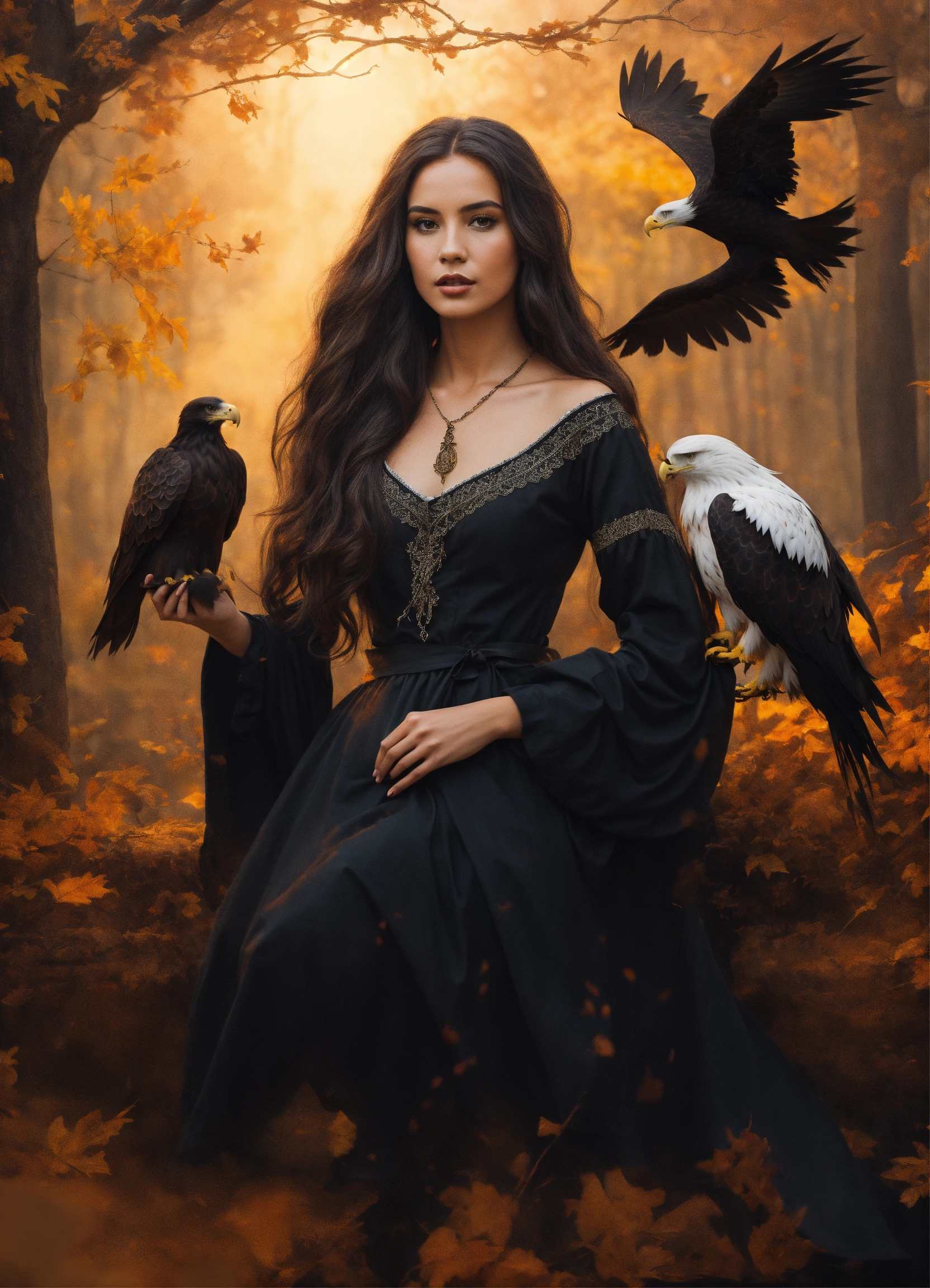 Lexica - A beautiful witch with long hair half black and half white ...