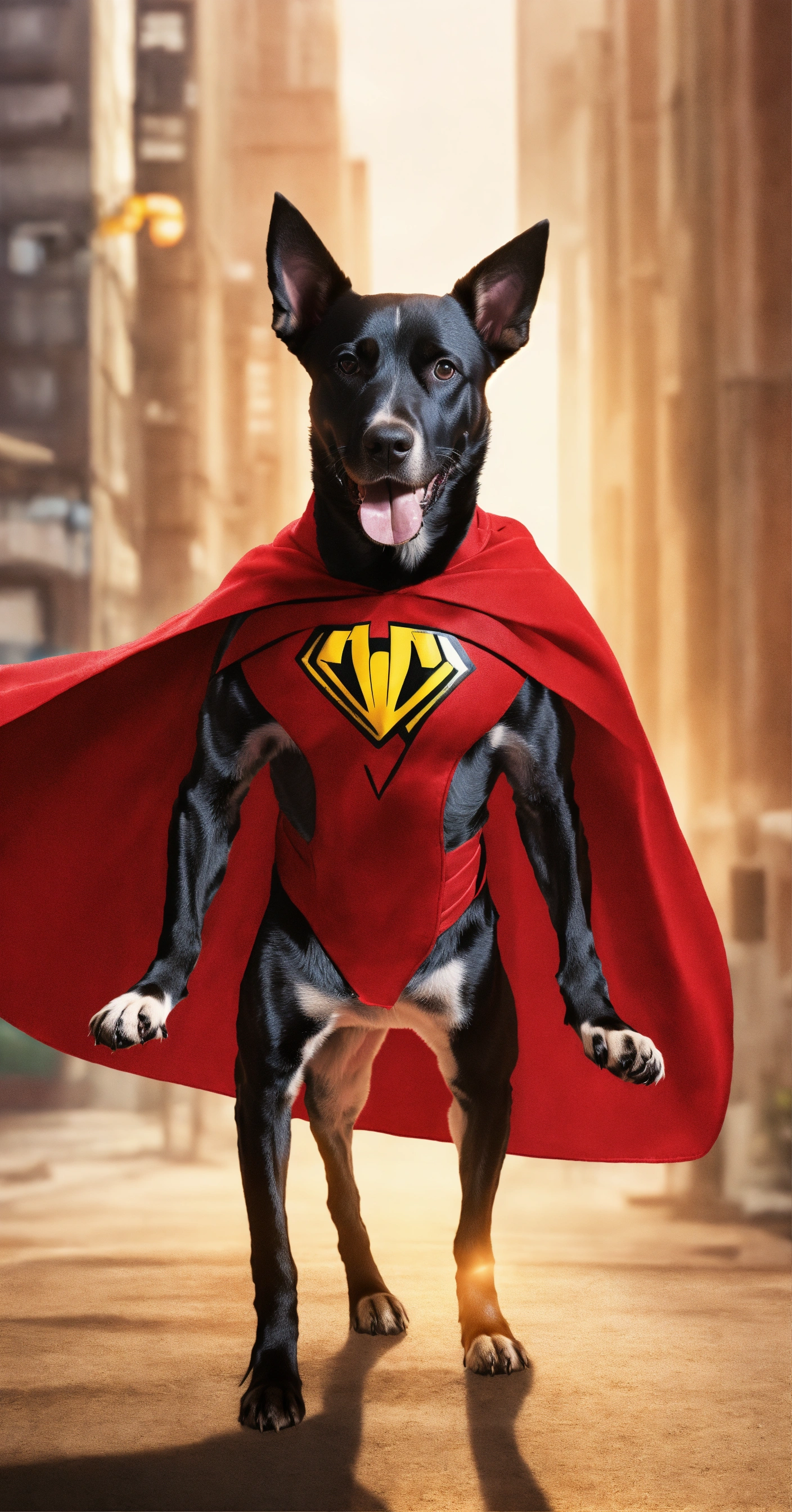 Lexica - Generate a picture of a dog as a superhero sidekick, wearing a ...