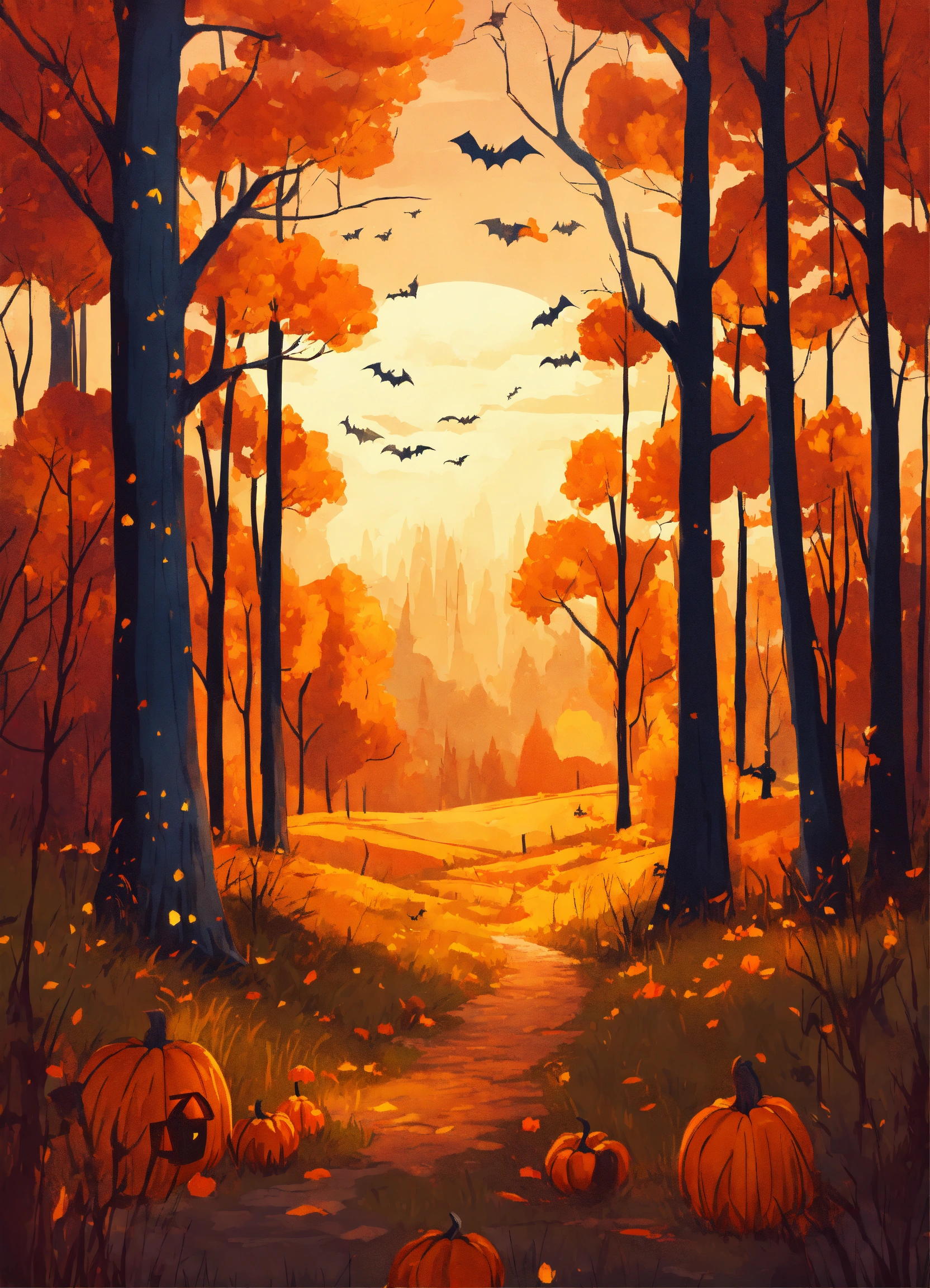 Lexica - Beautiful spooky autumn forest, golden hour, meadow in the ...