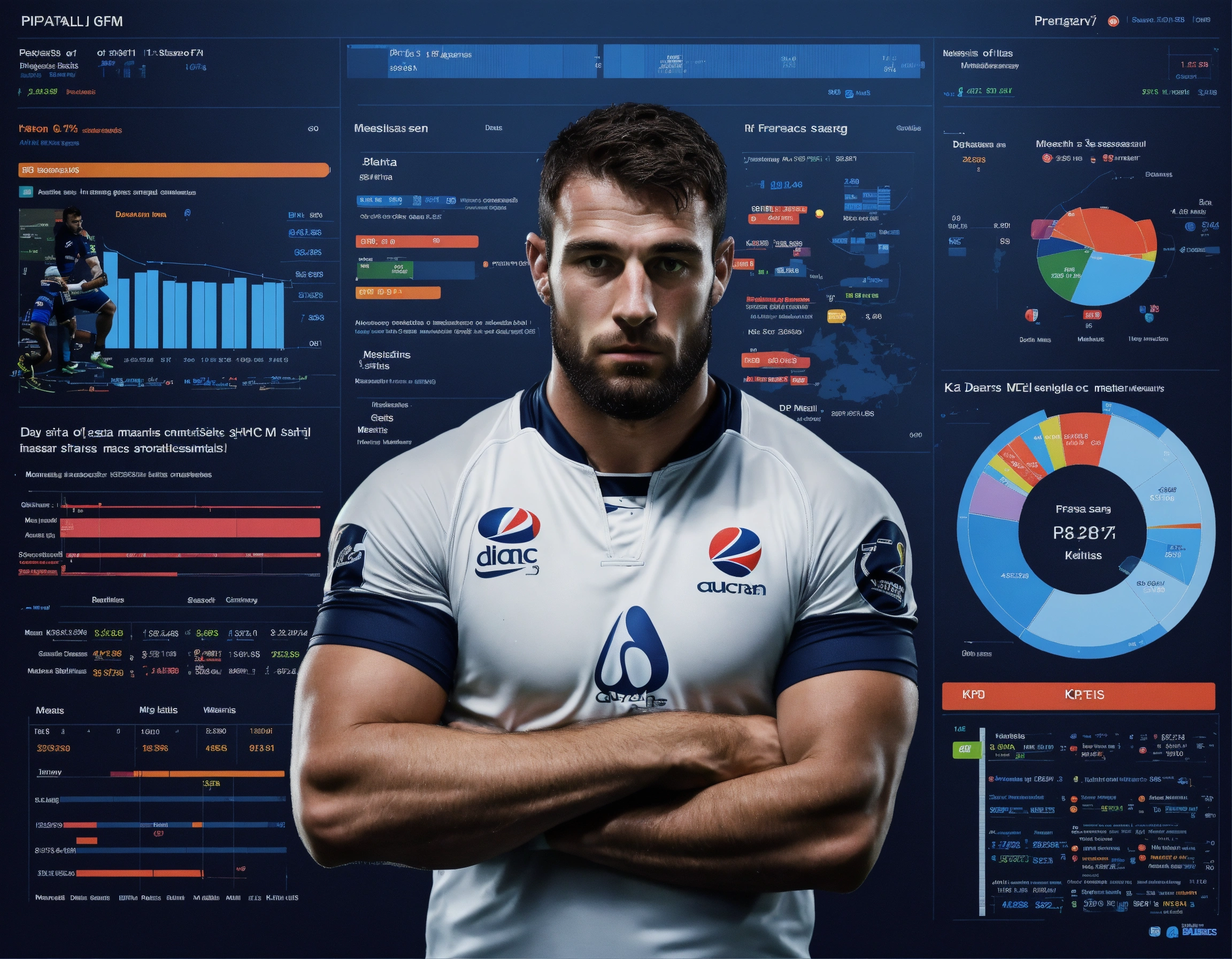 Lexica - Portrait of a french rugby player analyzing statistics from ...