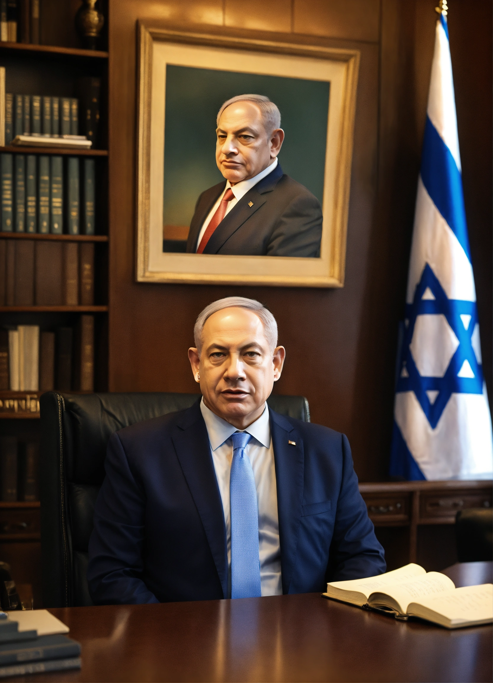 Lexica - Generate a picture of benjamin netanyahu in his office in ...
