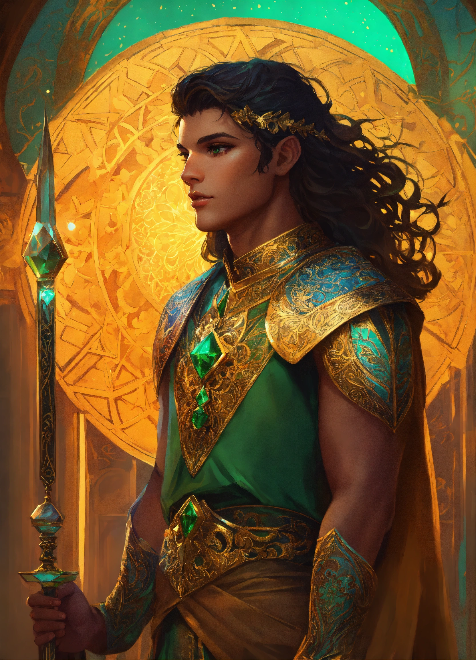 Lexica - Symmetry, portrait of gorgeous, persian elf male armored ...