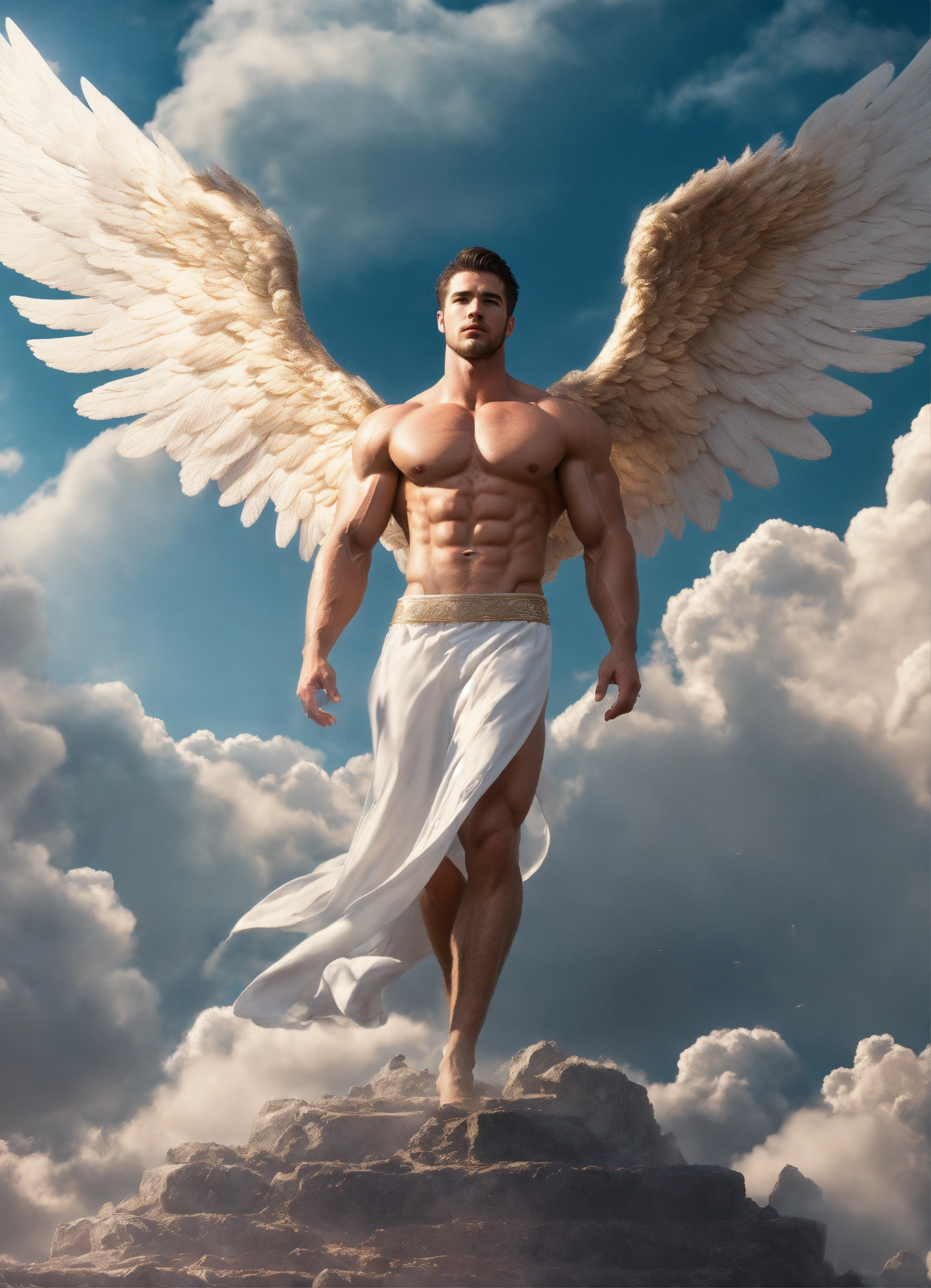 Lexica - A strong handsome white male angel god, a handsome god with ...
