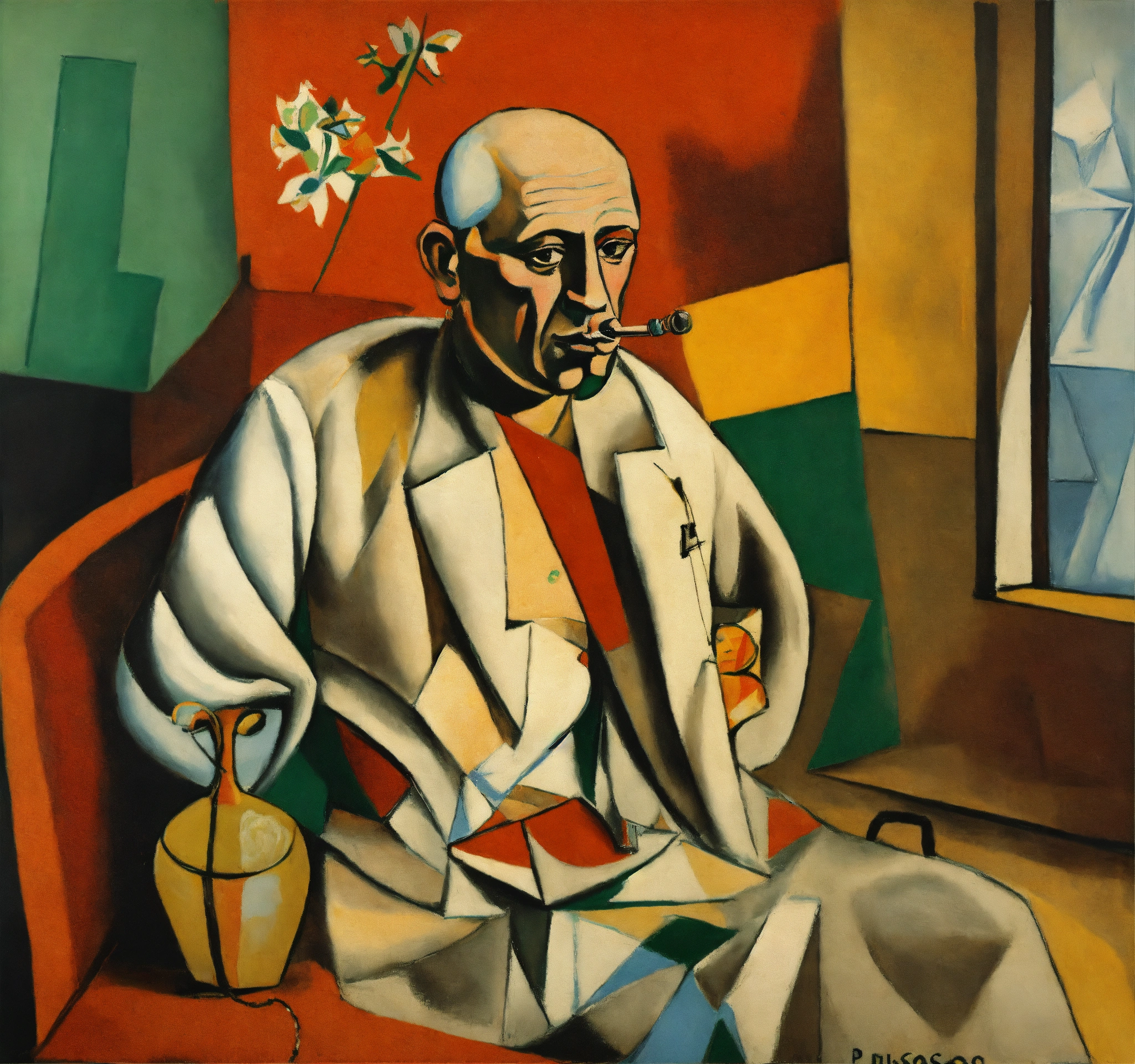 Lexica - Pablo Picasso painting Picasso smoking hookah