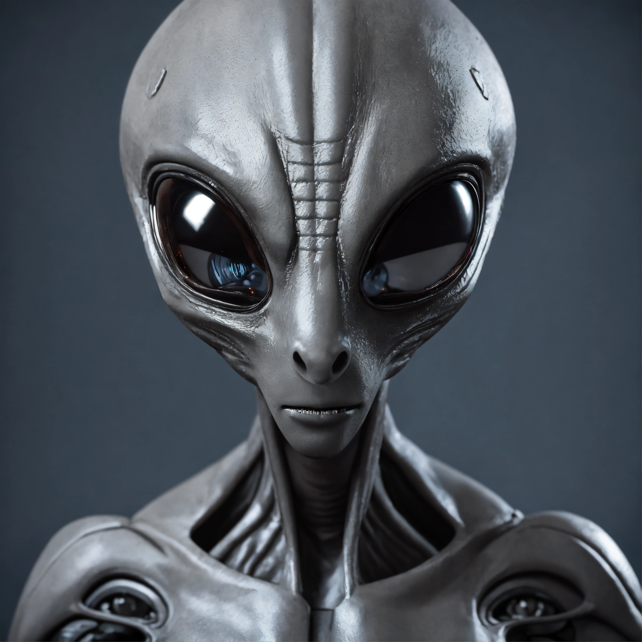 Lexica - A portrait photograph of a classic grey alien with big eyes ...