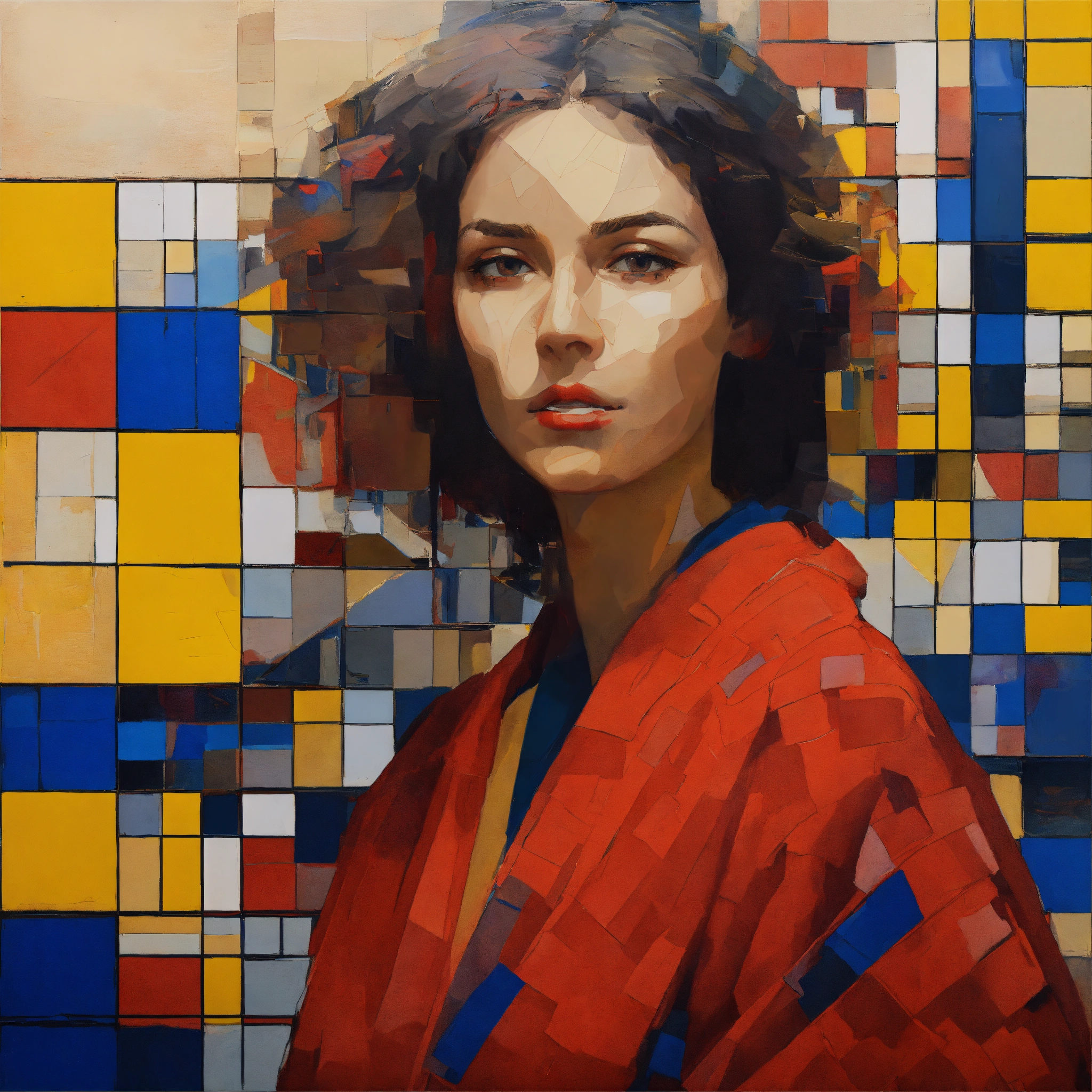 Lexica - A woman, oil painting, transparent, in style, generative art ...