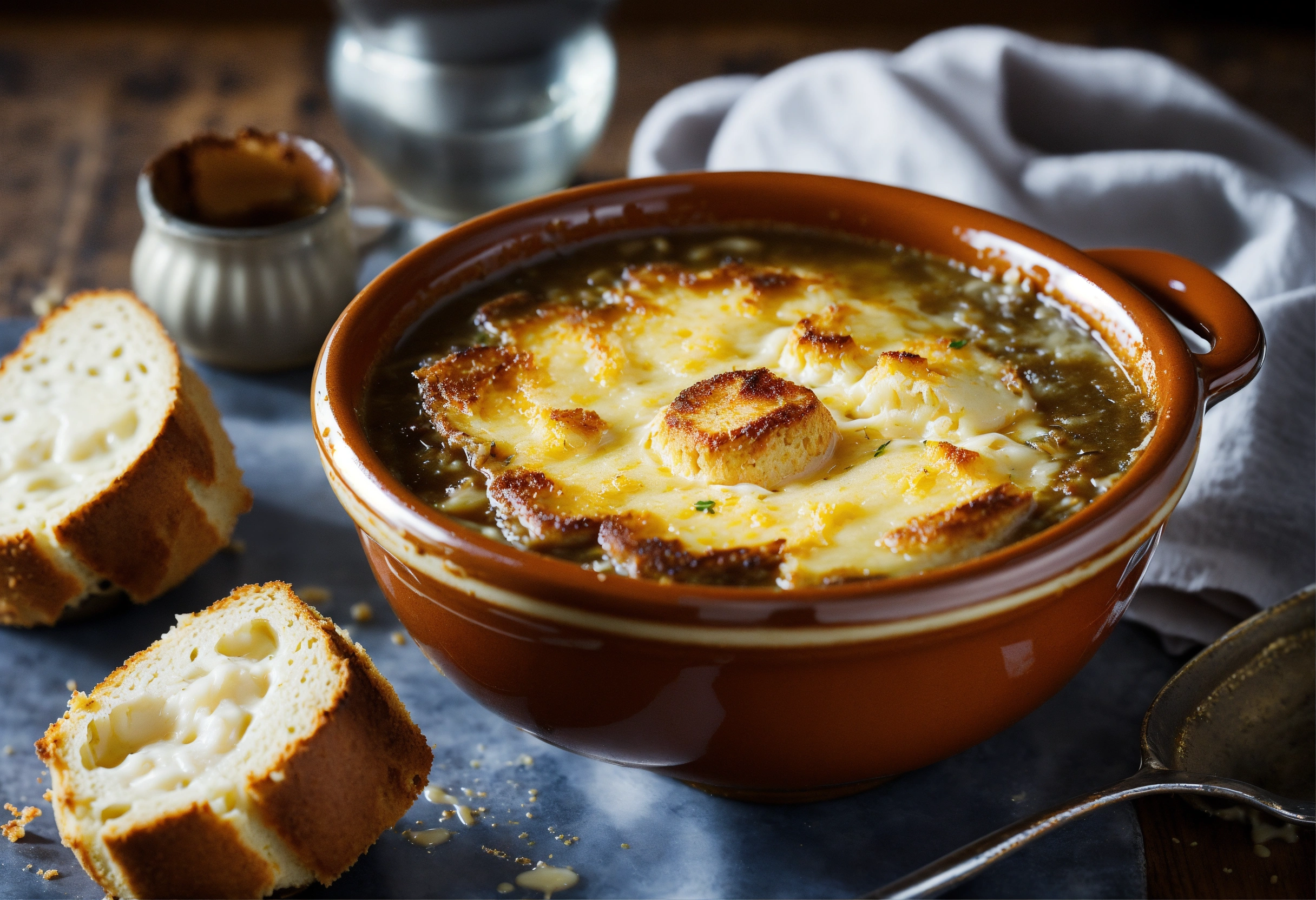 Lexica - Capture the essence of a bowl of gratinated french onion soup ...