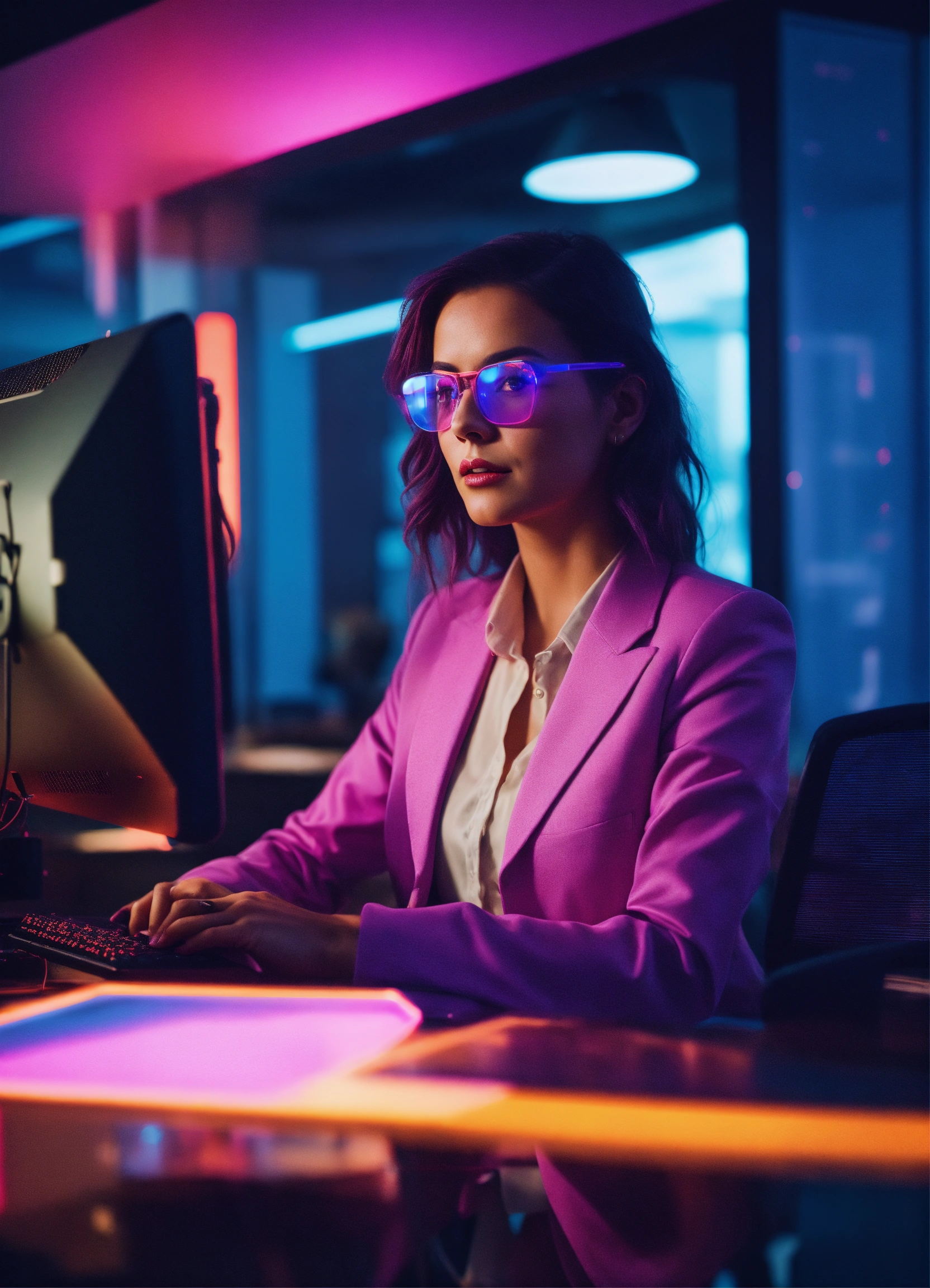 Lexica - Cinematic photography, modern, female trickster in an office ...