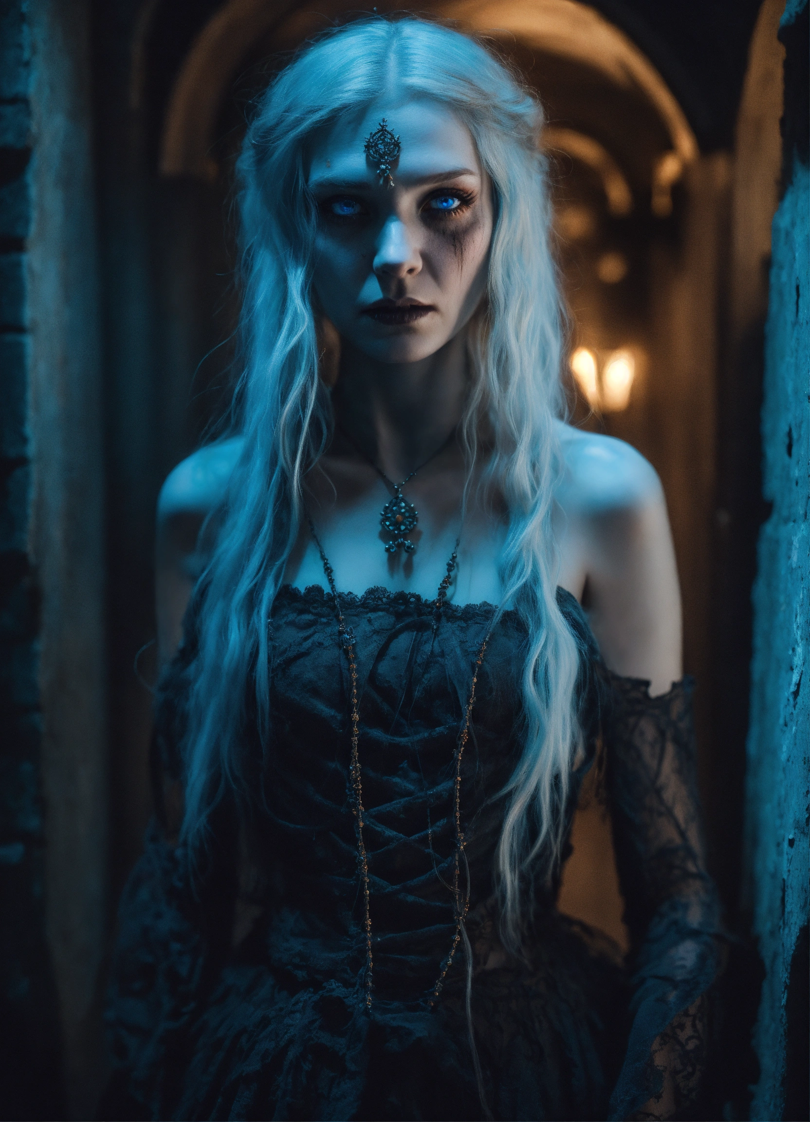 Lexica - Body portrait, ten year old childish female goth necromancer ...