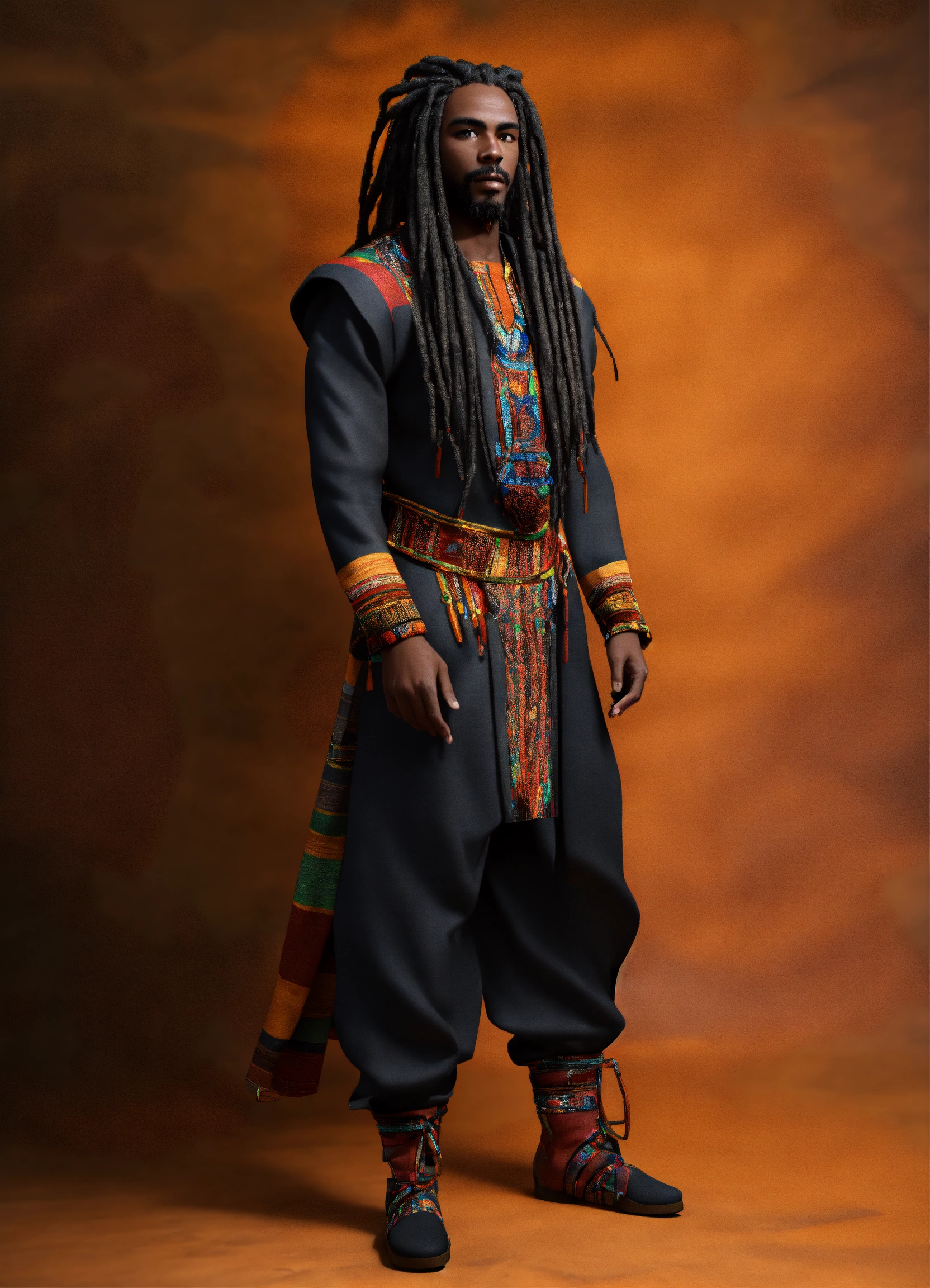 Lexica - 3d render of a Black man with long flowing dreadlocks, 6'5 ...