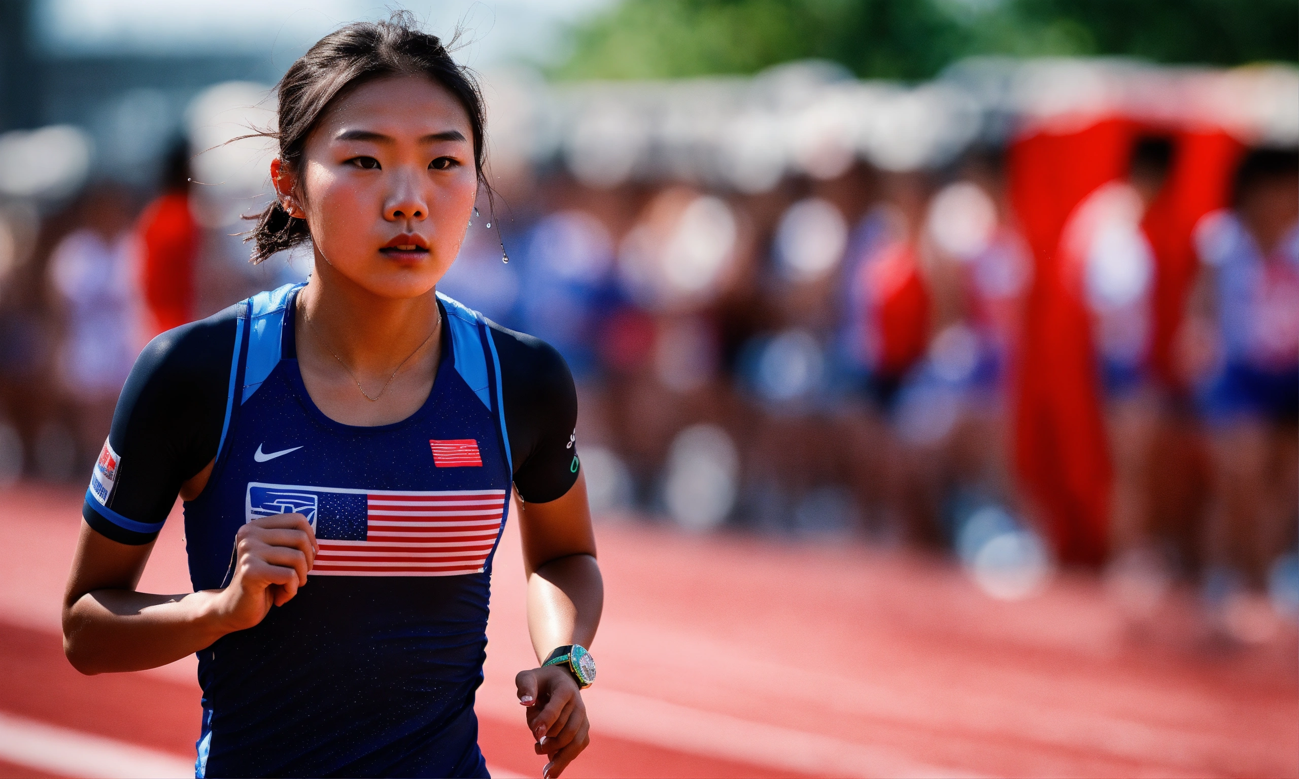 Lexica - Mid-day at a world championship track event. Ultra close-up ...