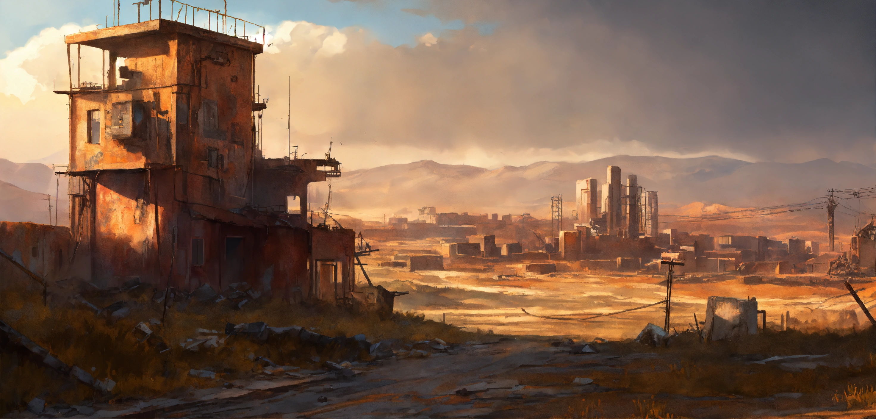 Lexica - Conept art, post apocalyptic, wasteland, small town in the ...