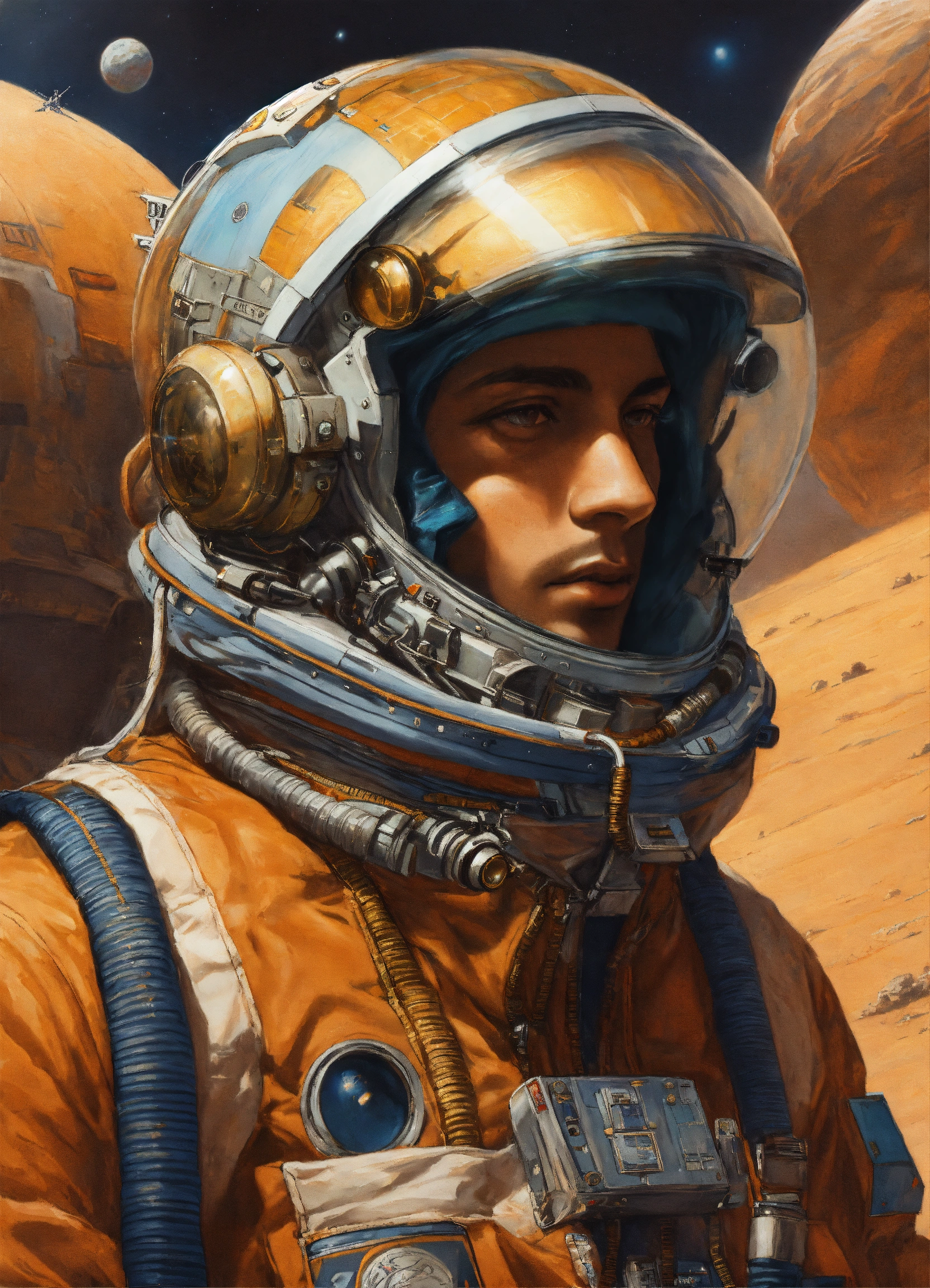 Lexica - Arab male pilot wearing a space flight suit, coriolis the ...