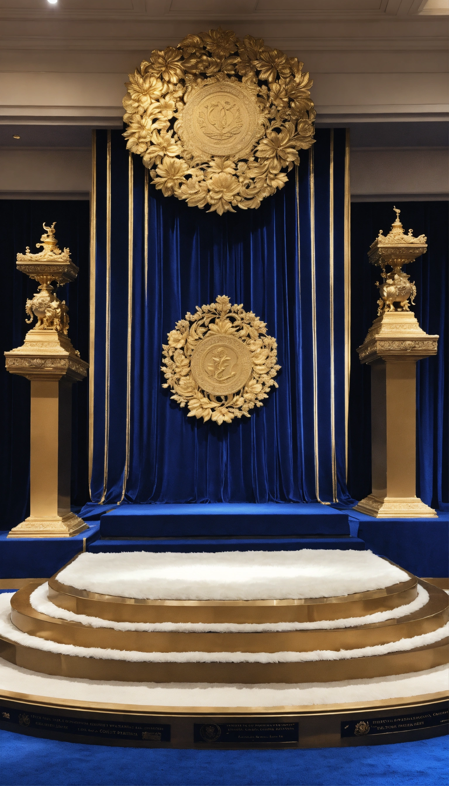 Lexica - In the center of the image stands a podium. The three levels ...
