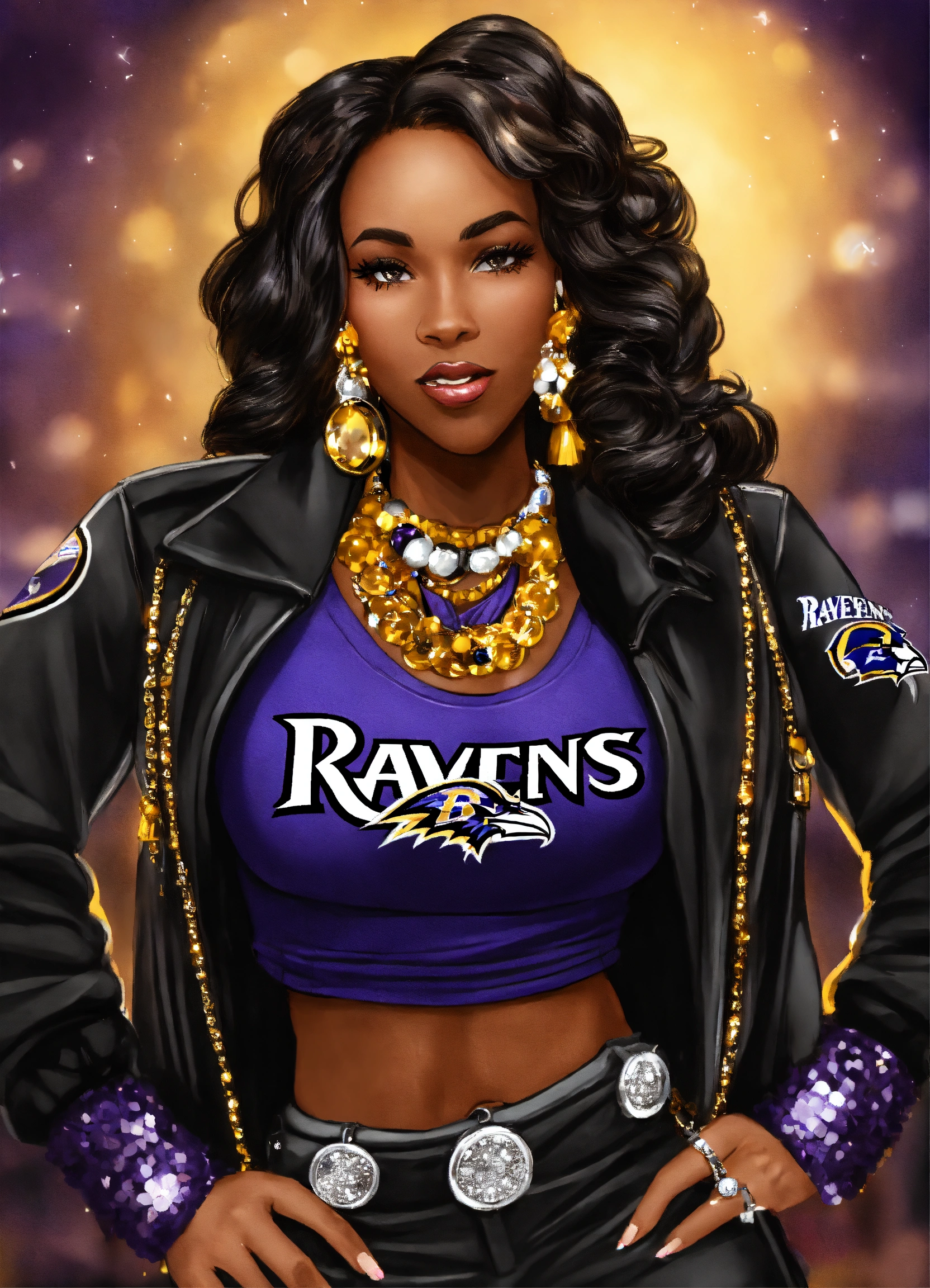 Lexica - Bling cartoon black female fan of baltimore ravens with their ...