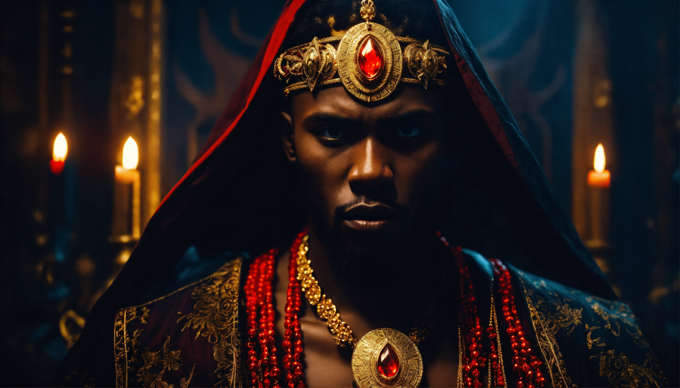 Lexica - Sinister and dramatic portrait of a young handsome African ...