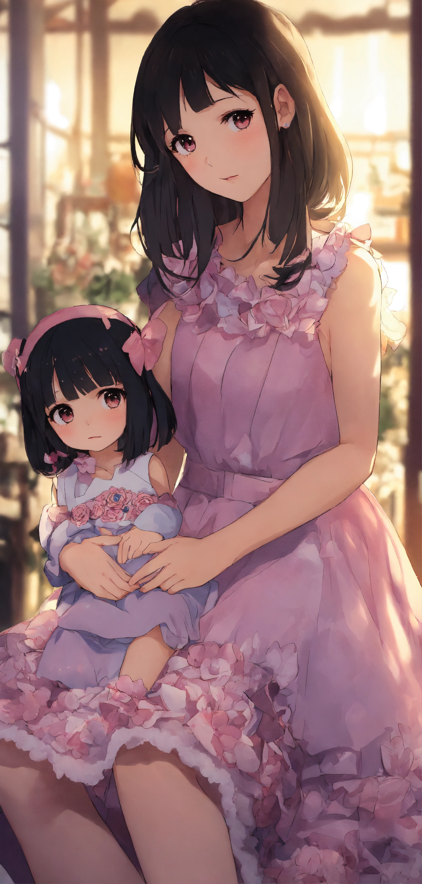 Lexica - Human, girl, child, black hair, I have a stuffed animal, anime ...