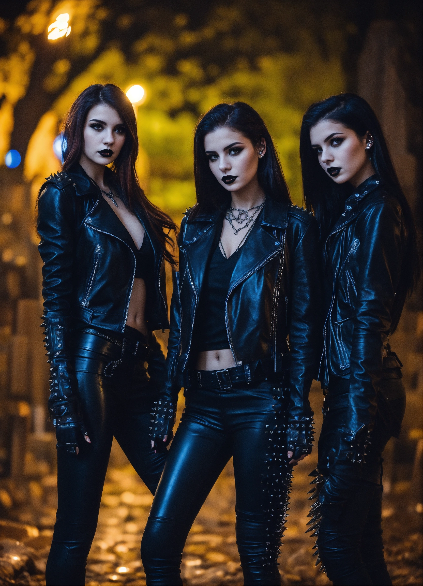 Lexica - Three stunning young gothic girls posing in the graveyard ...