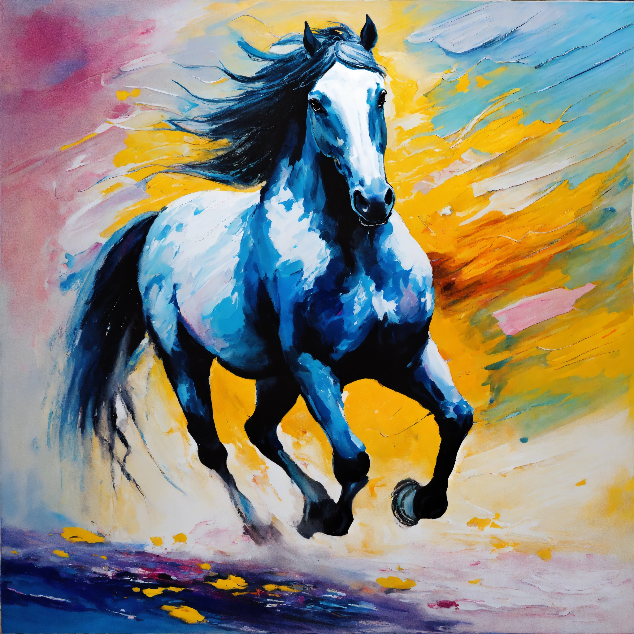 Lexica - Draw an abstract painting, mixing acrylics, palette knife and ...