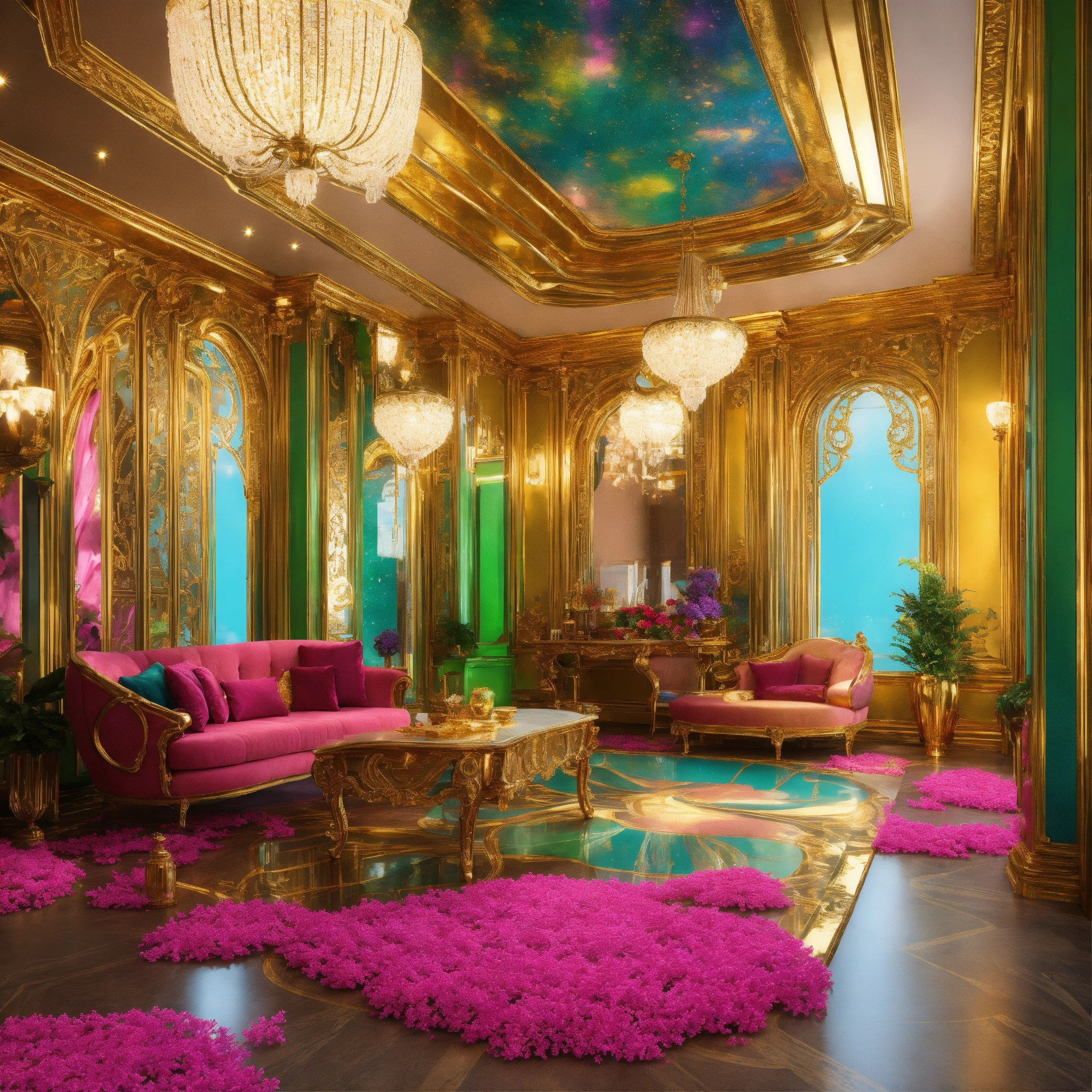 Lexica - Futuristic beautiful French mansion interior glamorous ...
