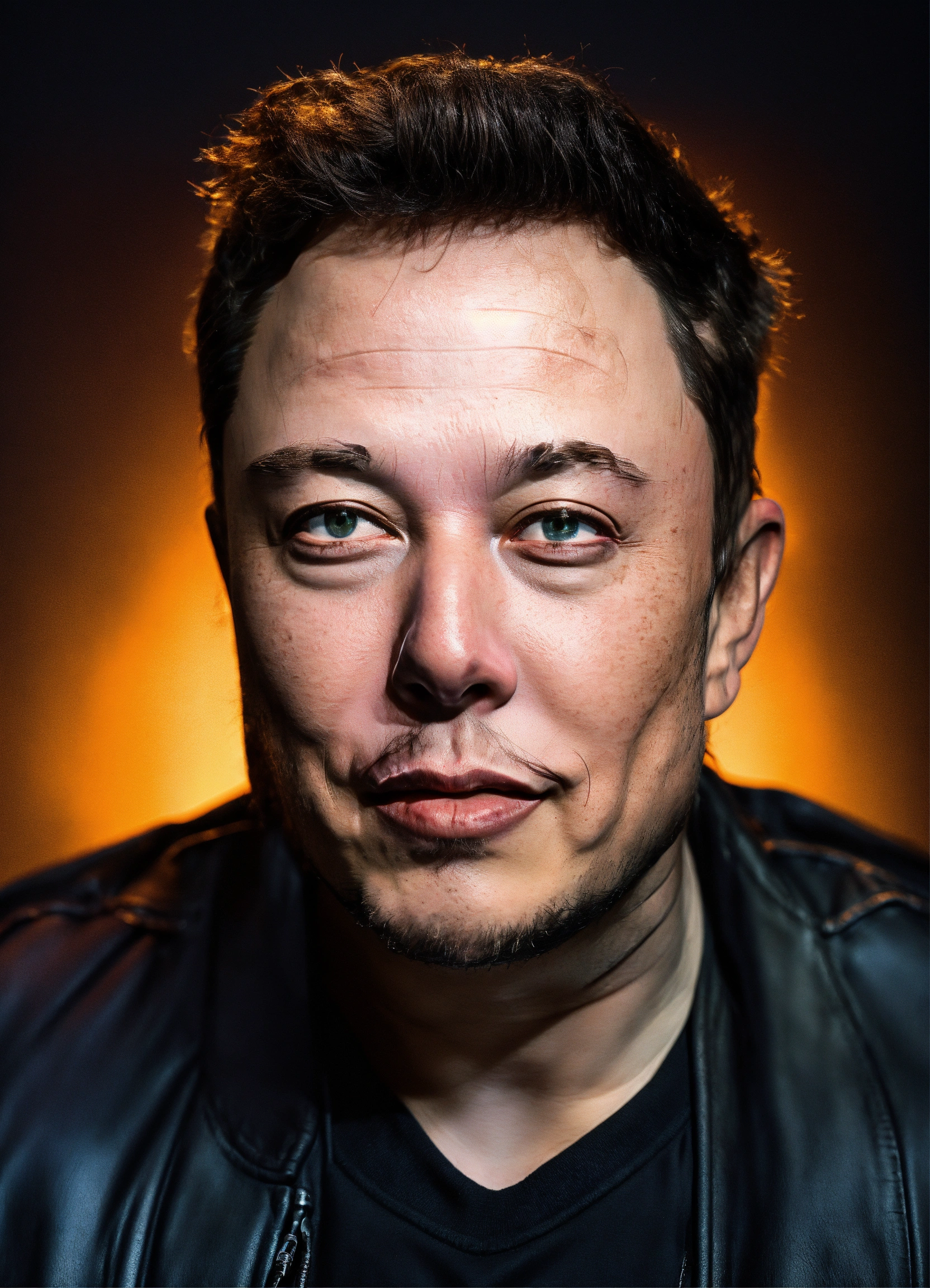 Lexica - Elon Musk, black background, evil.