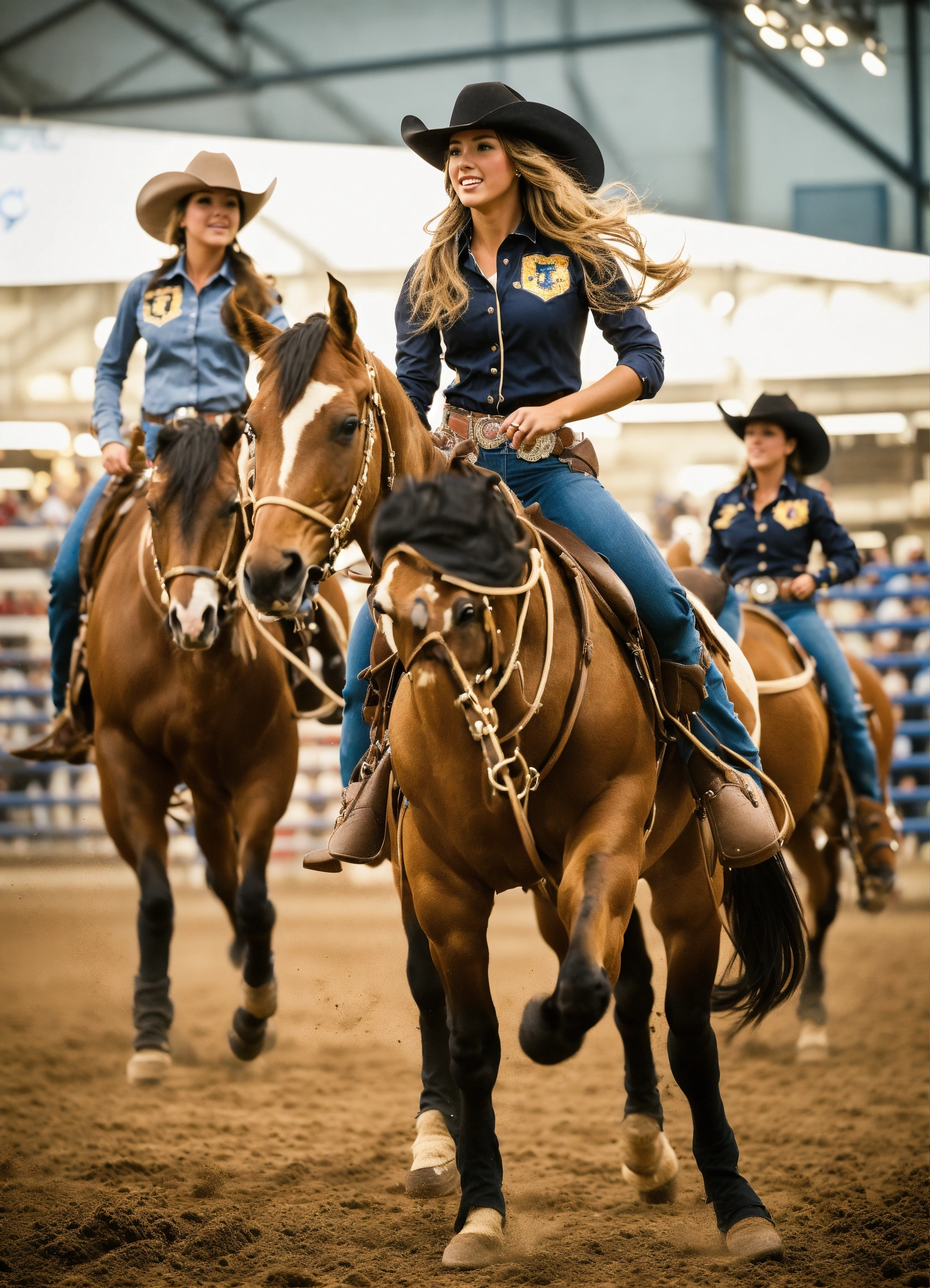 Lexica - Group of chic COLLEGE GIRLs, 19, female, SHINY RUBBER COWGIRL ...