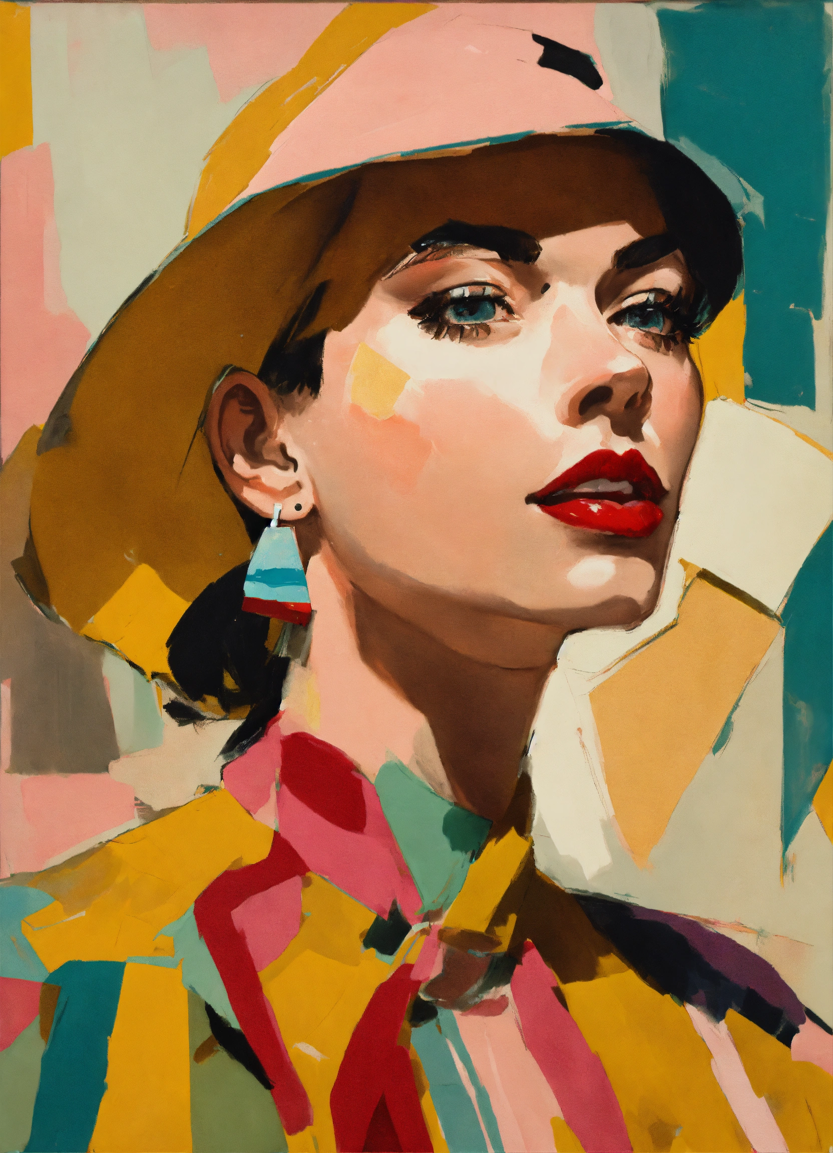 Lexica - Fashion presentation, joyful portrait woman in style of ...