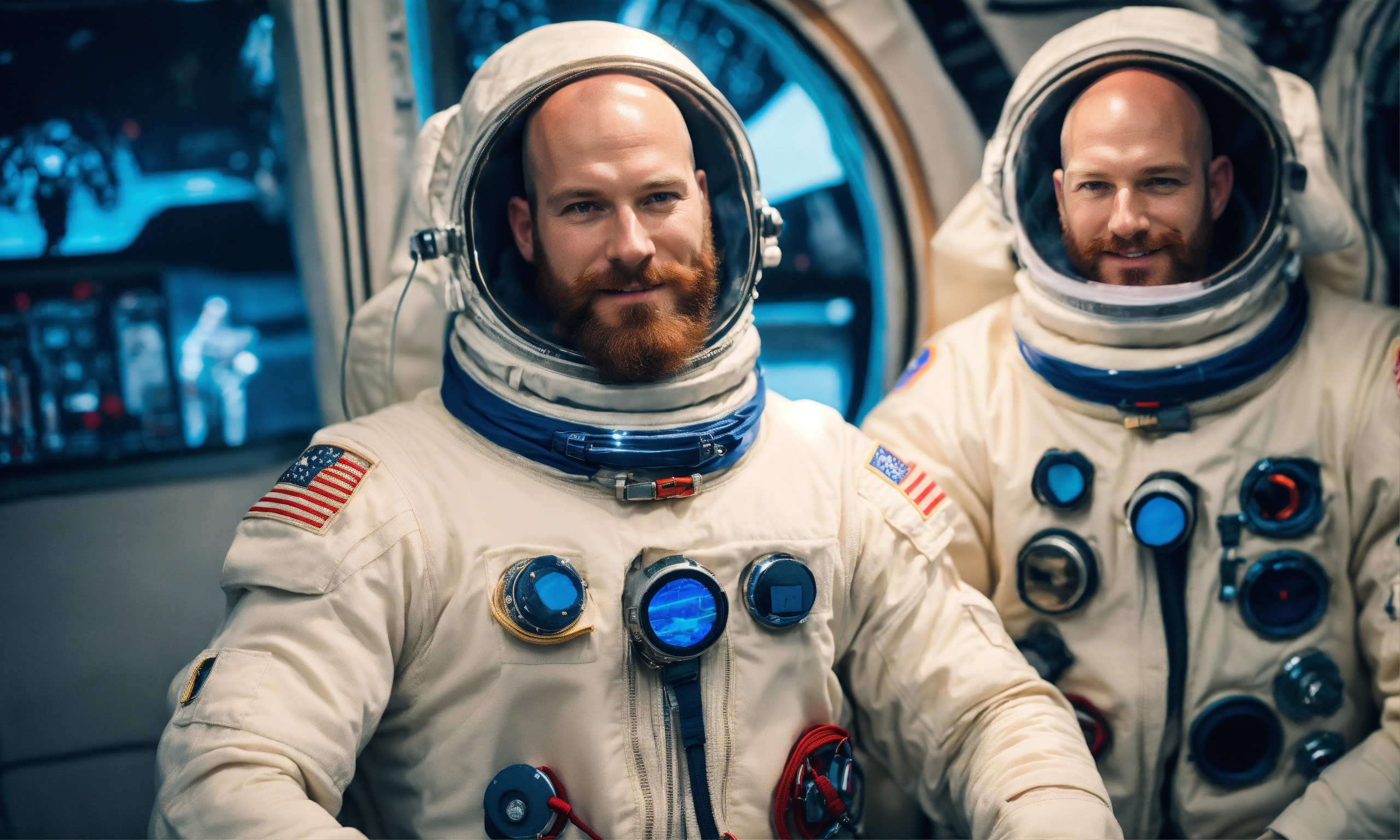 Lexica - Averege man with ginger beard and hair in astronaut suit ...
