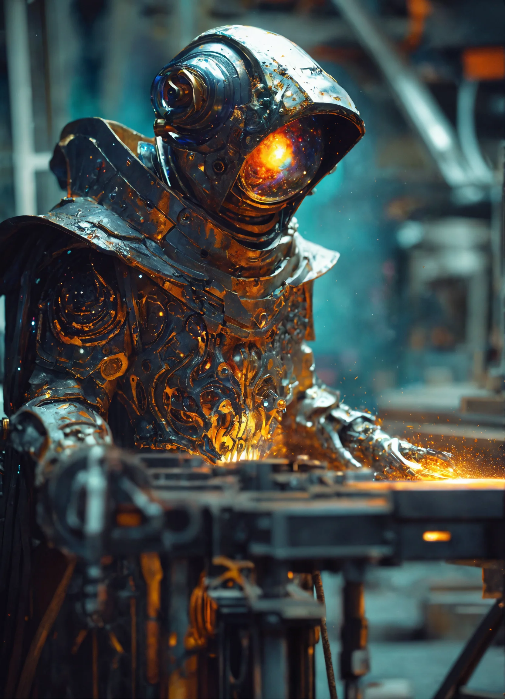 Lexica - Imagine a cosmic void warlock milling on a CNC machine with ...