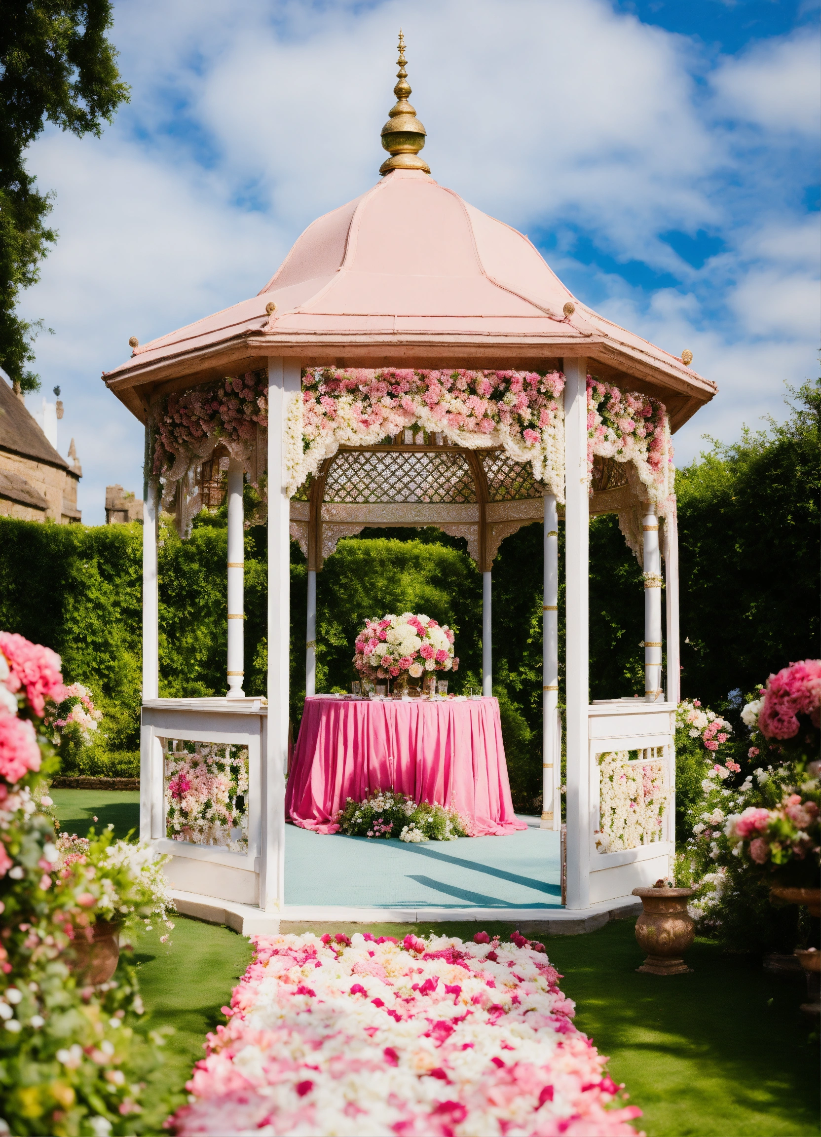 Lexica - Indian Wedding, Water Colour, Pink and White floral gazebo ...