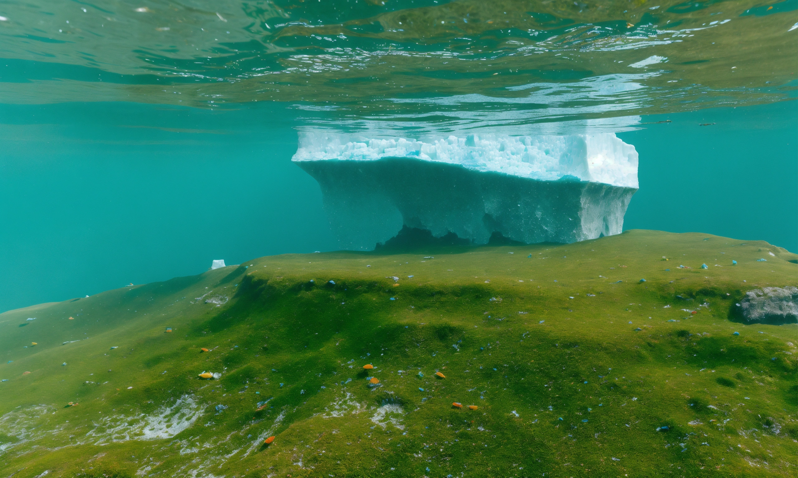 Lexica - Tip of iceberg, transparent water, underneath water iceberg