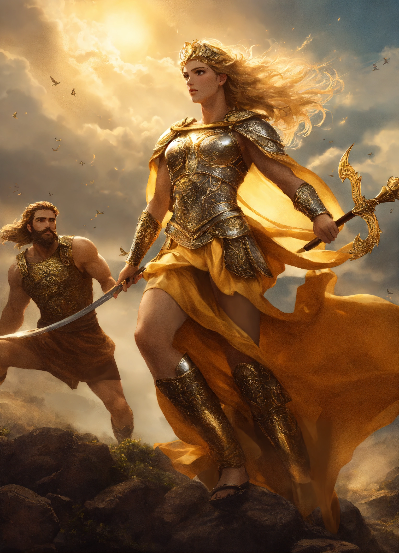 Lexica - Magical realism. Greek goddess Athena with blonde hair and ...