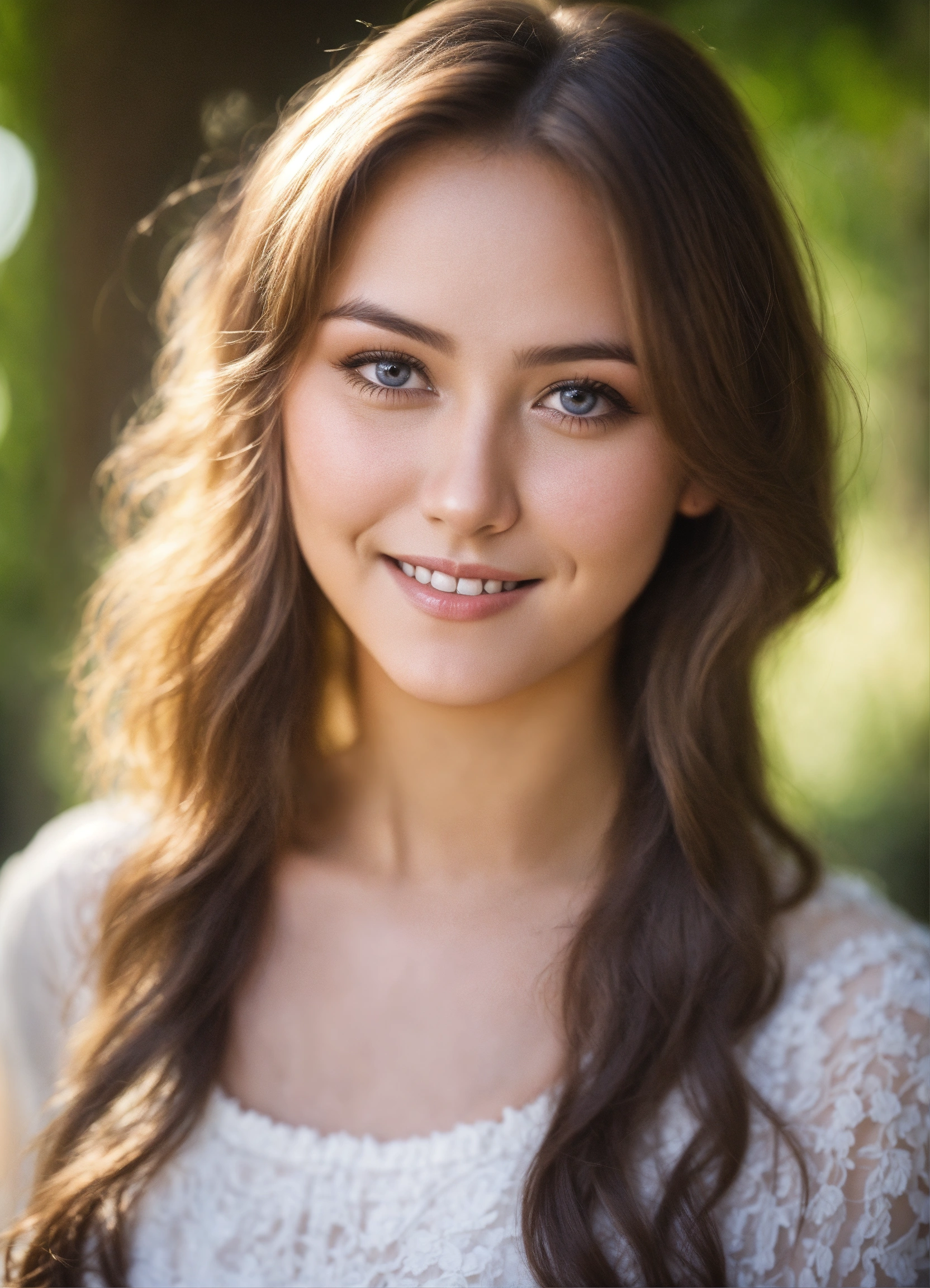 Lexica - Young woman innocent sweet smile portrait, dreamy eyes