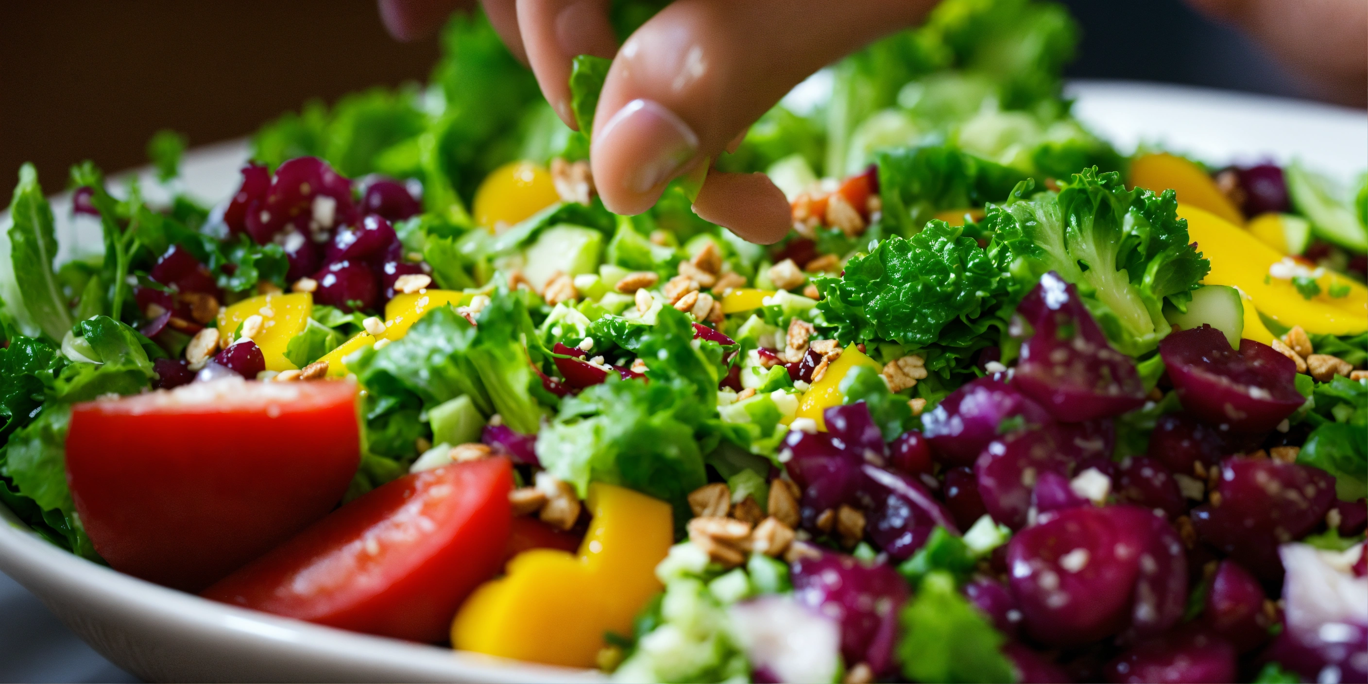 Lexica - A close-up of a colorful, nutrient-packed salad being prepared.