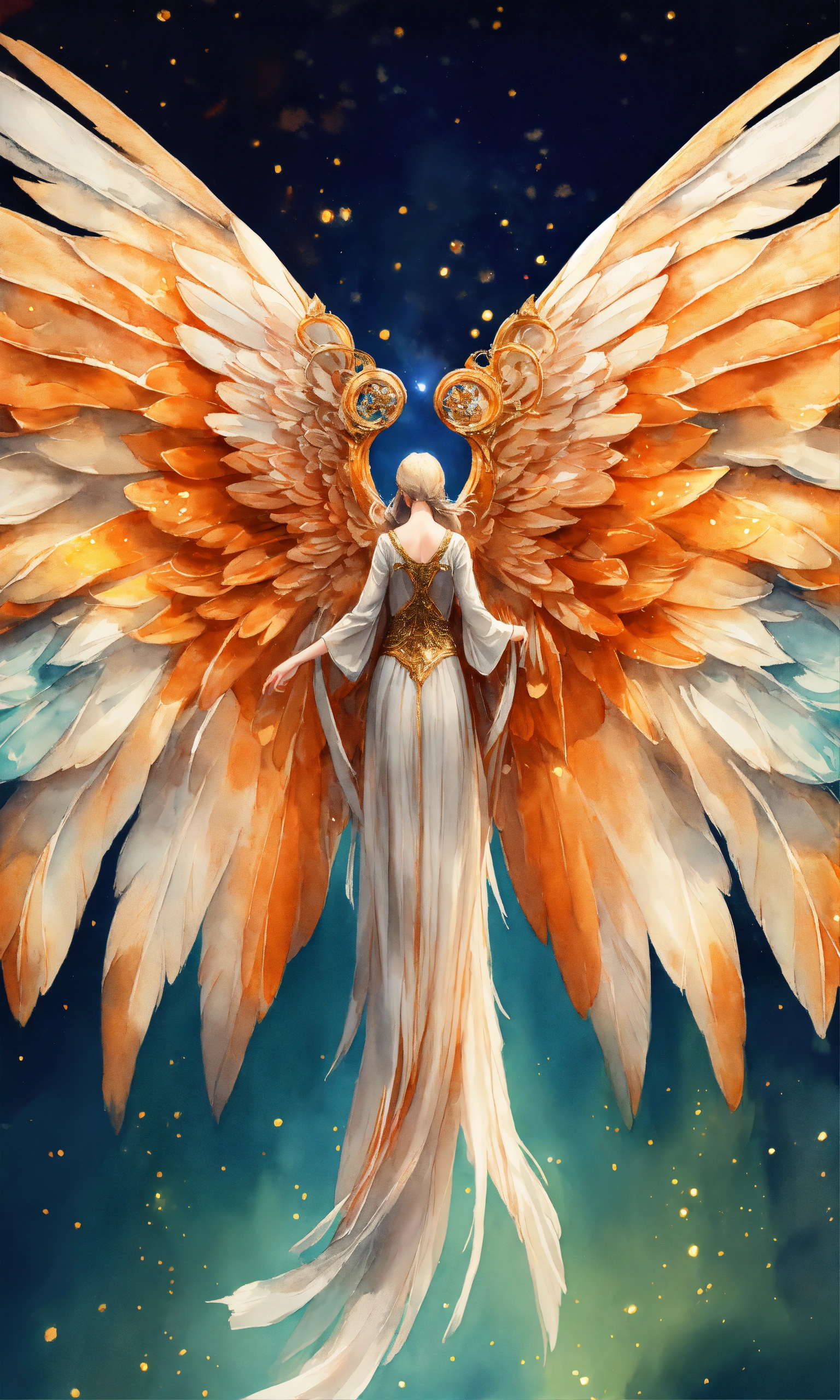 Lexica - Beautiful and perfect small angel wings in orange with white ...