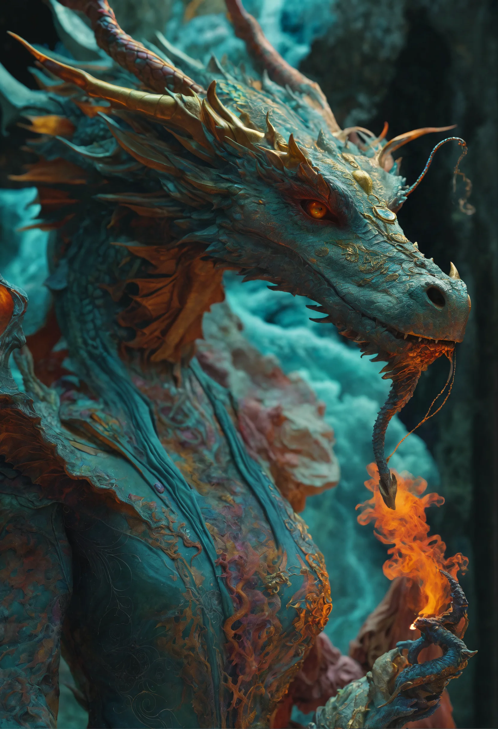 Lexica - Visually Striking Full Body Portrait, A Dragon With (Occultist ...