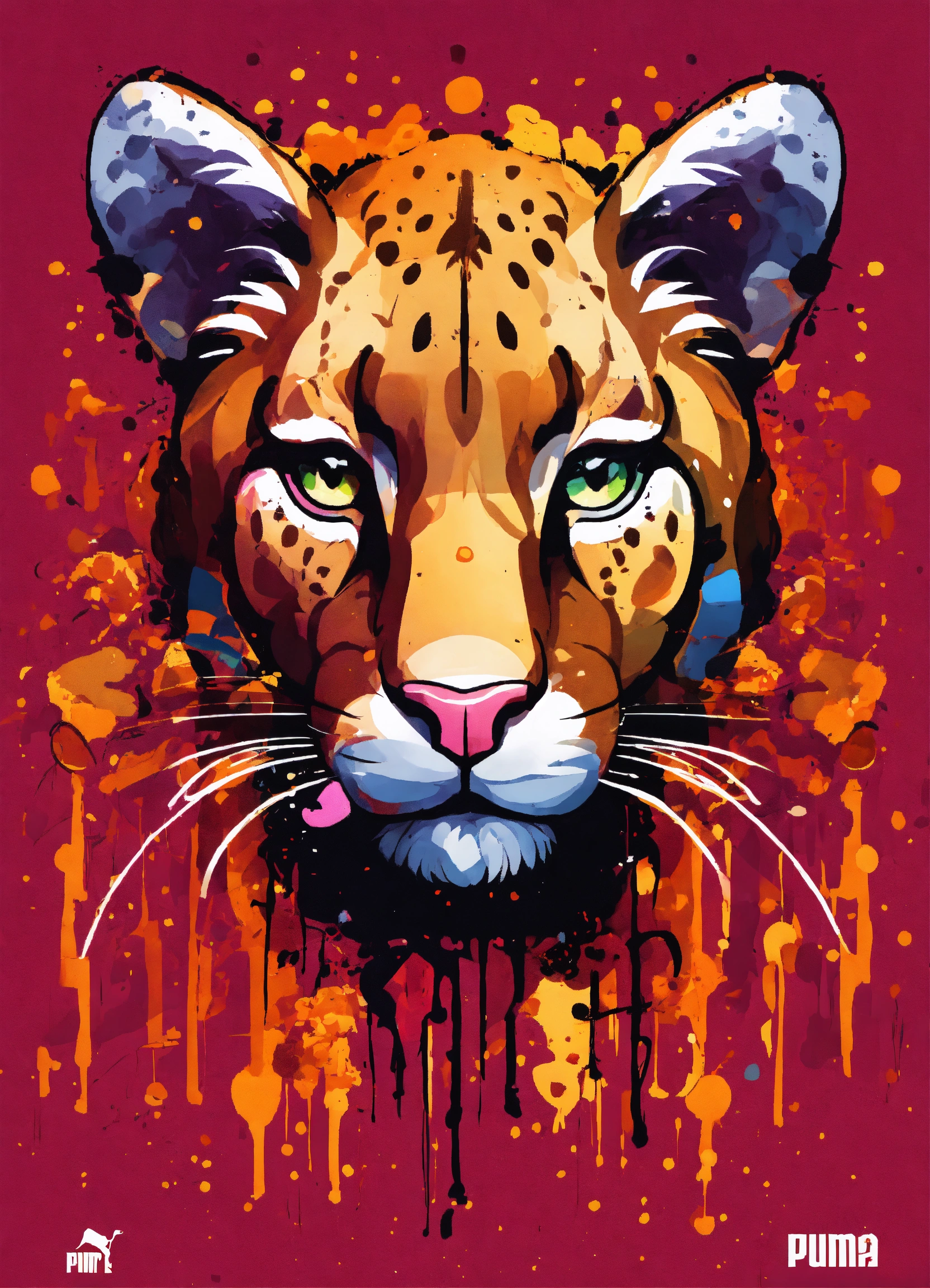 Lexica - Puma, cartoon,no background,splash,logo,