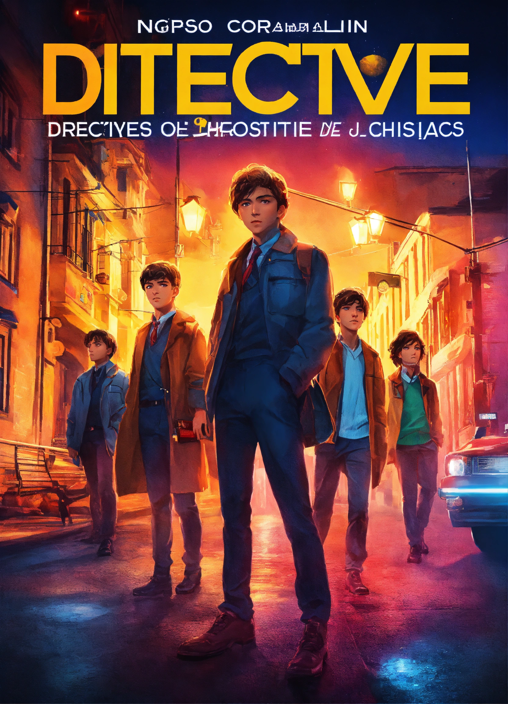 Lexica - Estilo portada de película de detectives, cinco niños de ...