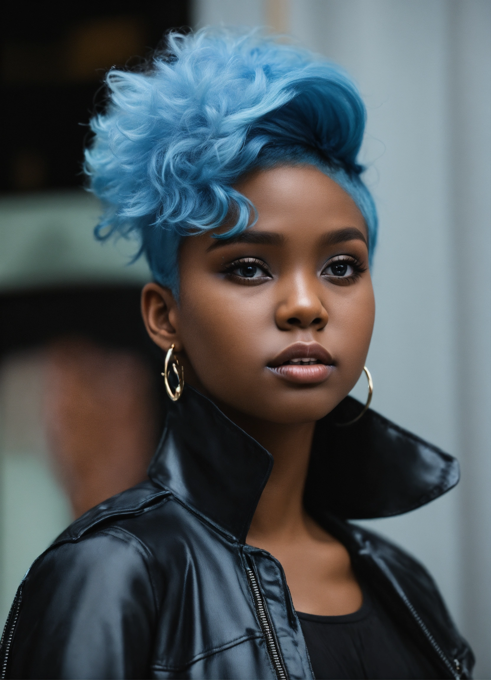 Lexica - Black baby blue hair 4k