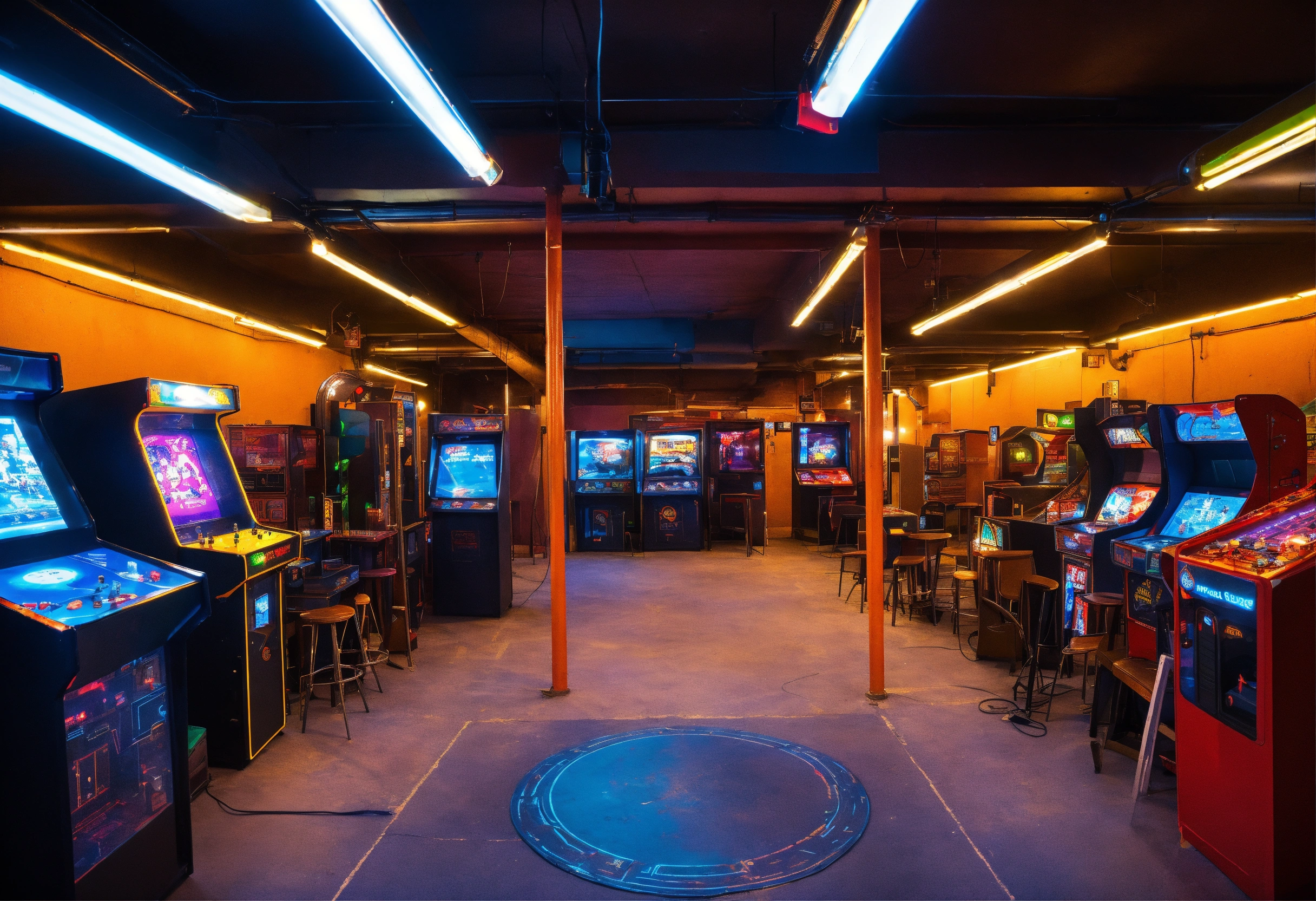 Lexica - Sci Fi tech base of operations with arcade machine, lots of ...