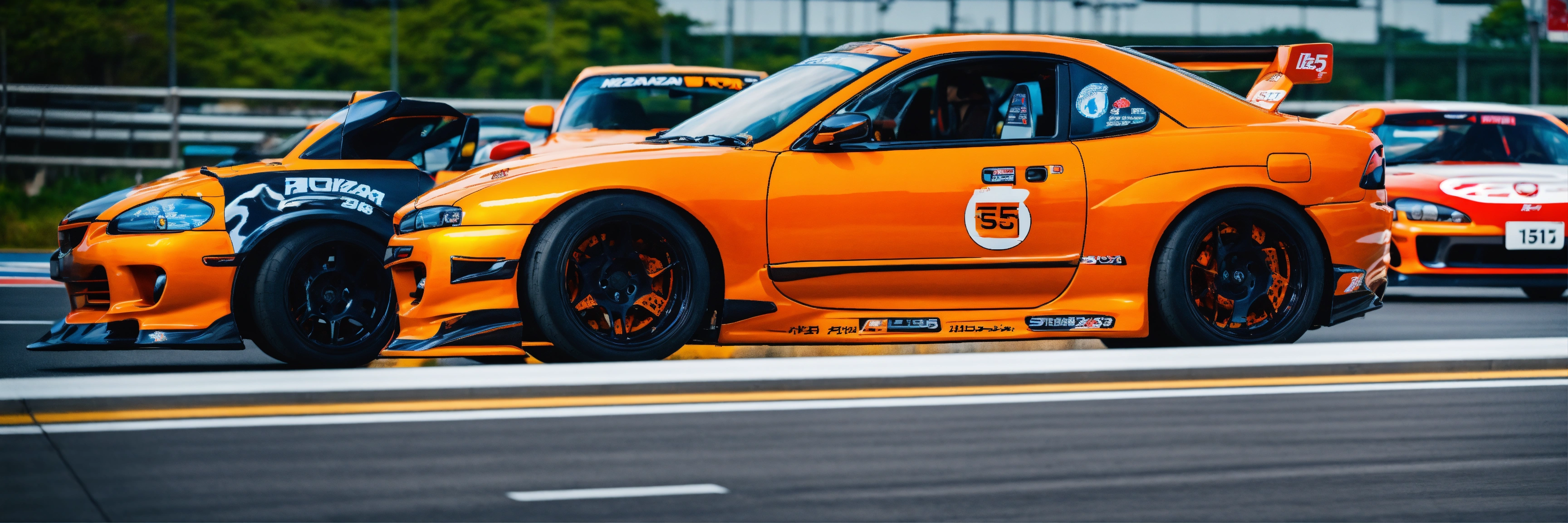 Lexica - A colorful orange Nissan Silvia S15 with a wide-body kit ...