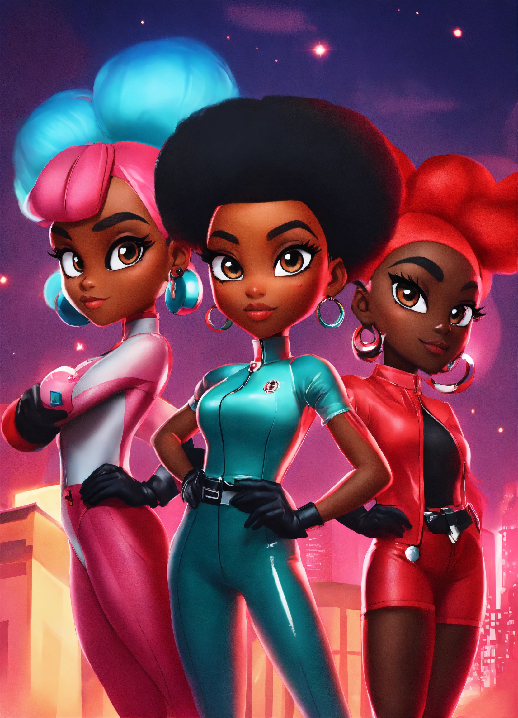 Lexica - Create a playful power puff girl inspired 4 black female ...